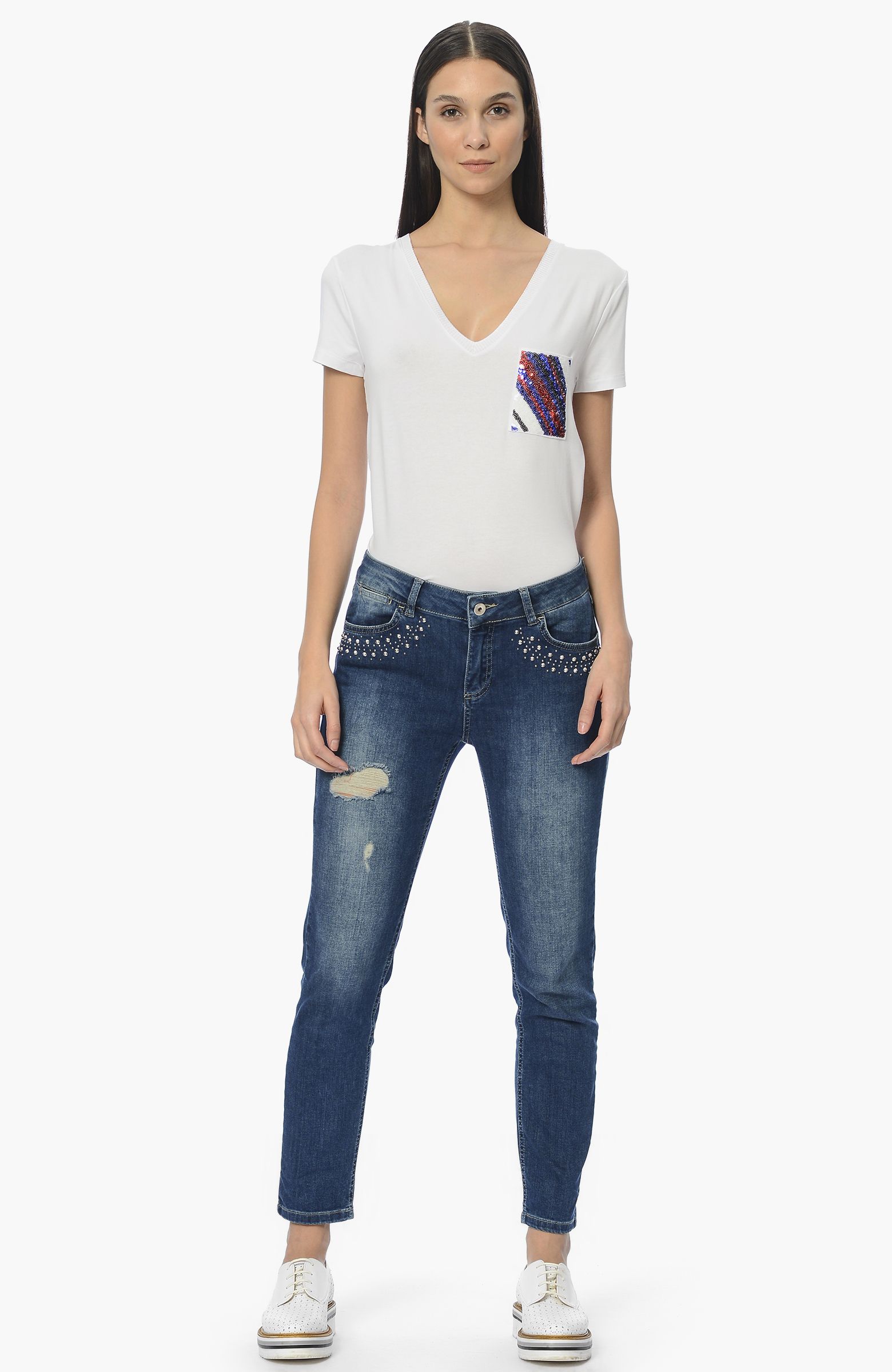 Cepte Trock Detaylı Tom Boy Denim Pant Cepte Trock Detaylı Tom Boy Denim Pant