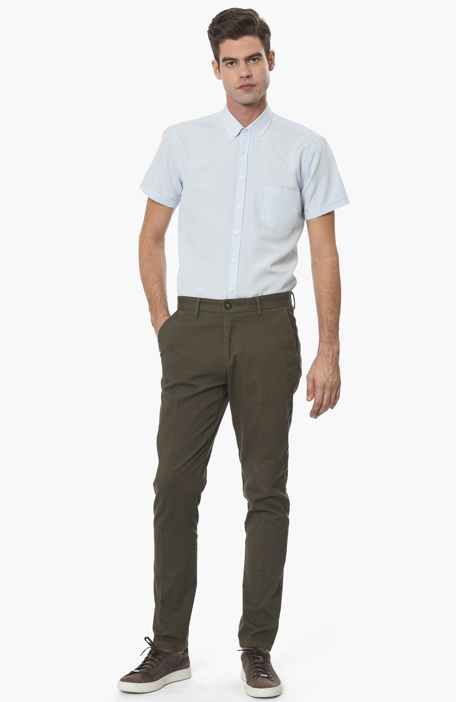 Jakarlı Beyaz Turkuaz Gömlek Jakarlı Beyaz Turkuaz Gömlek