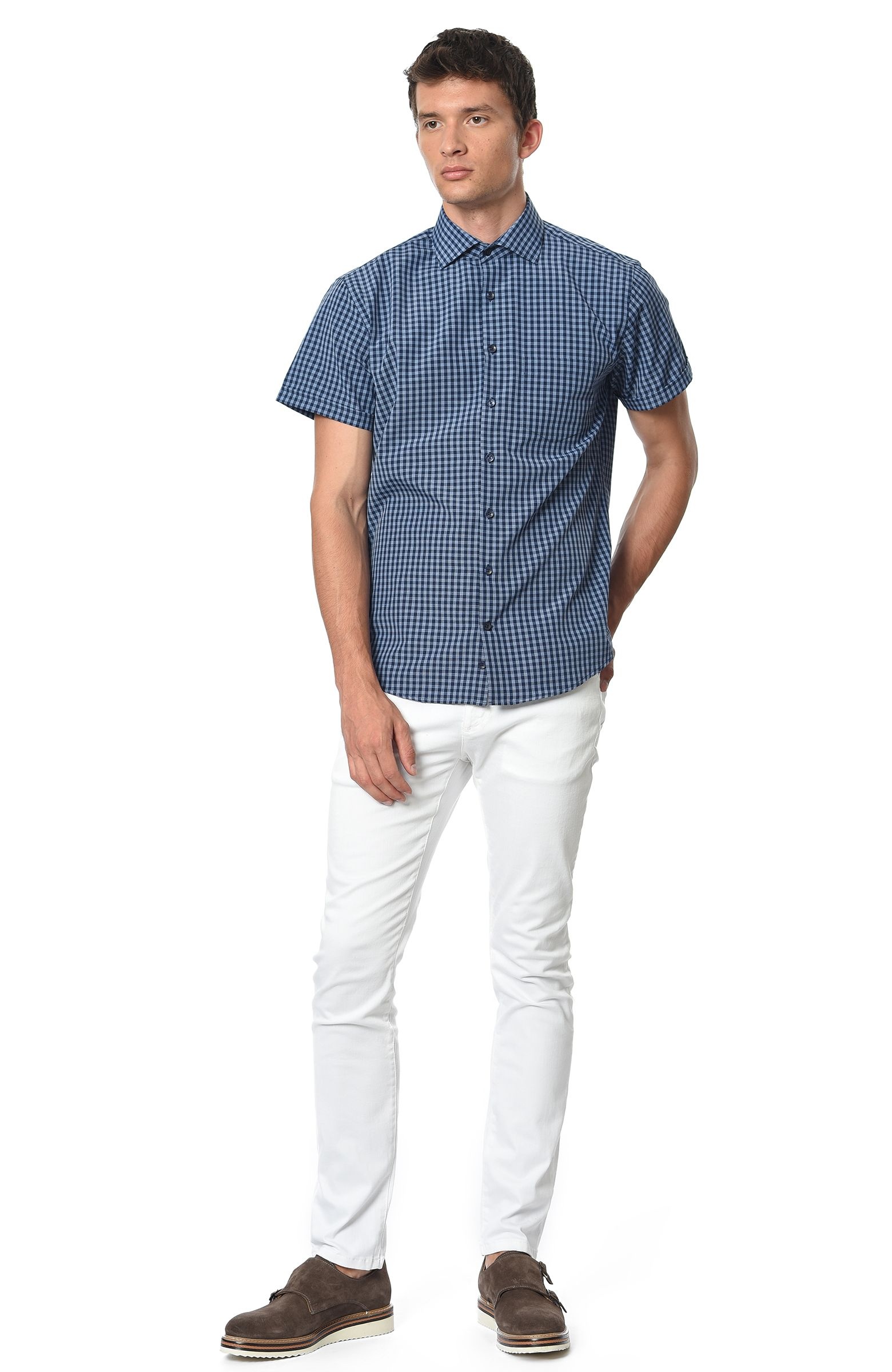 Ekose Regular Fit Lacivert Gömlek