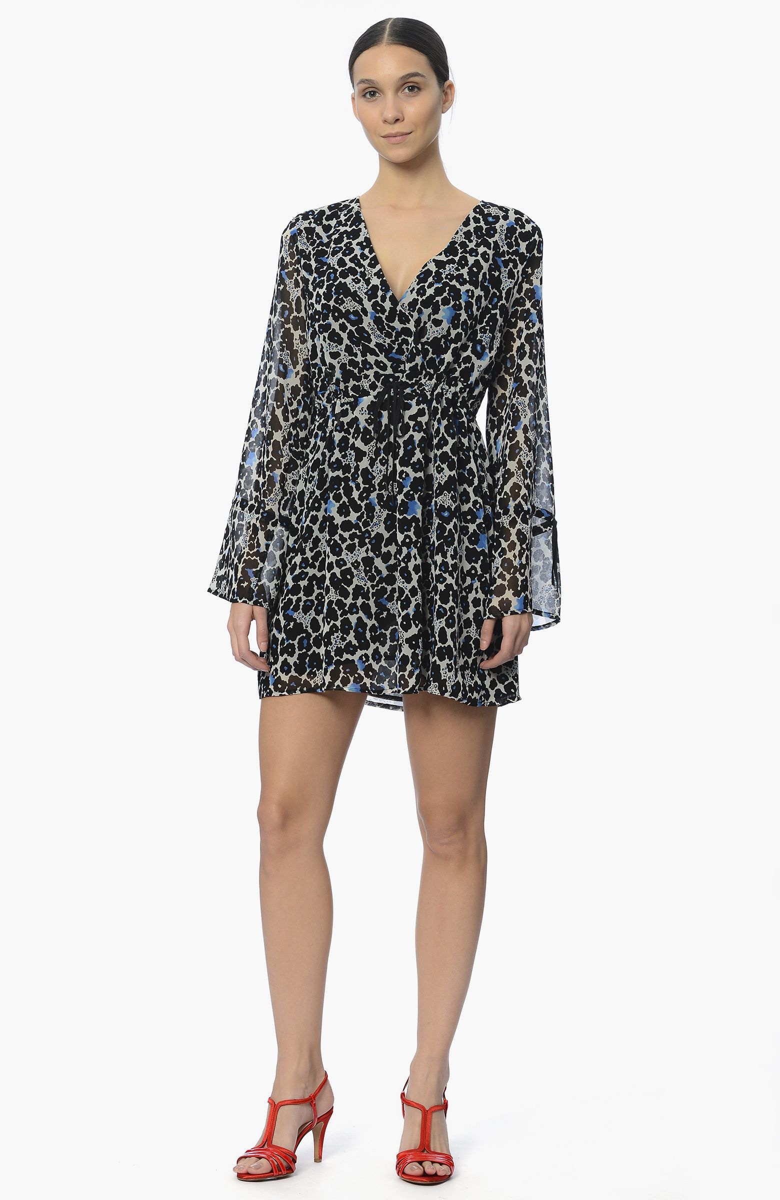 Siyah Saks Desenli Elbise