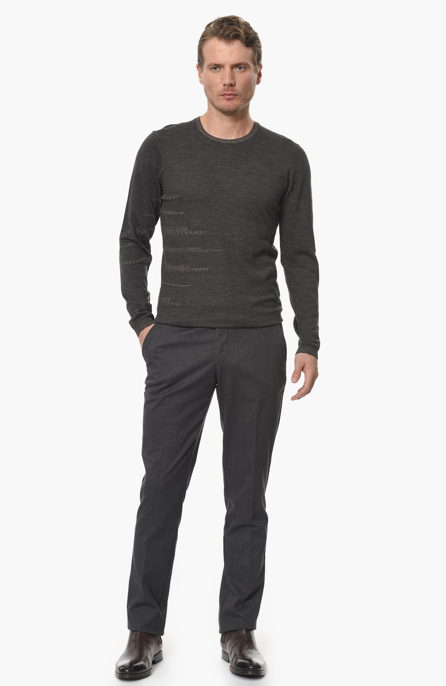 Bisiklet Yaka Antrasit Kazak