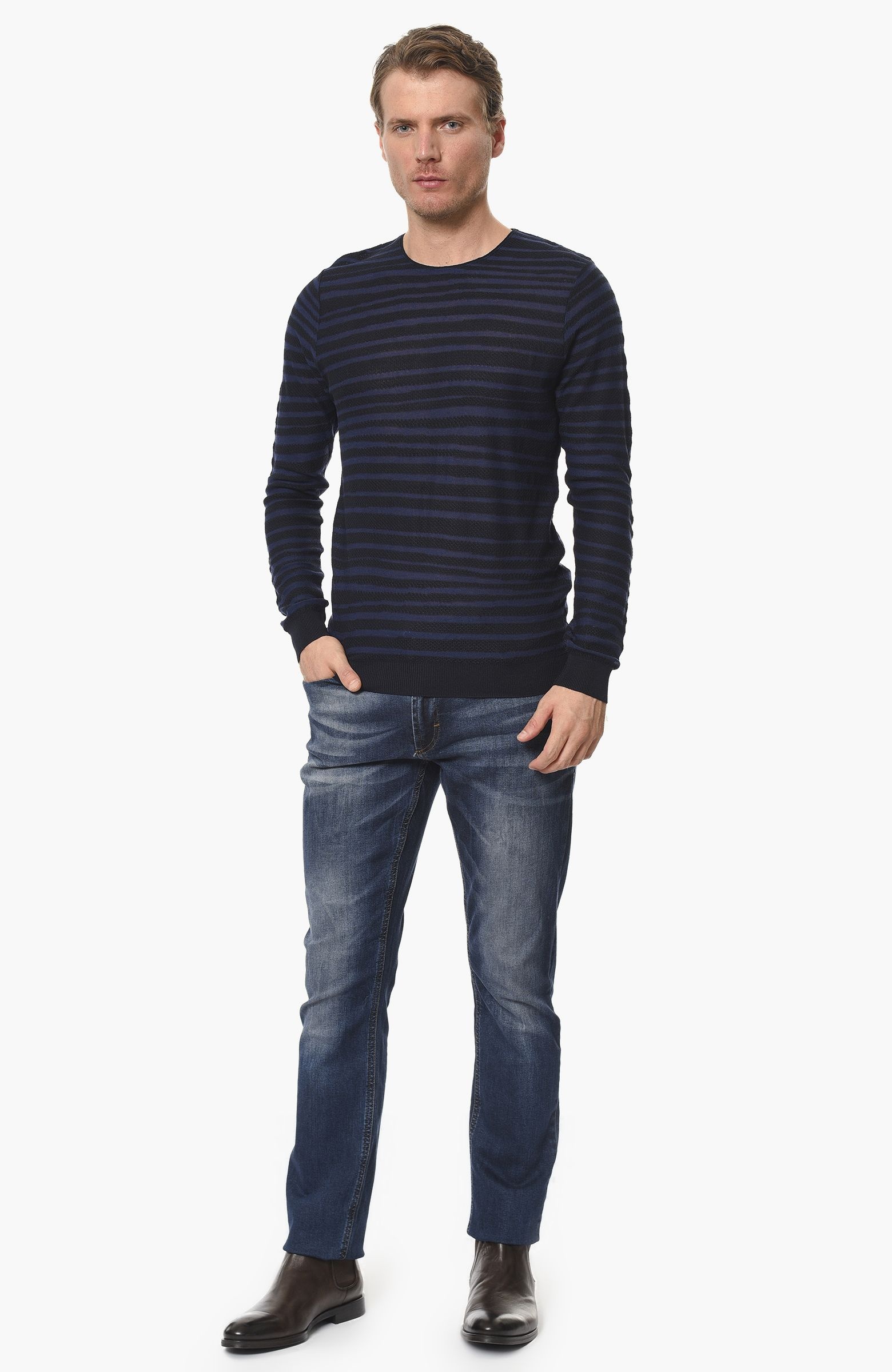 Lacivert Jakarlı Kazak