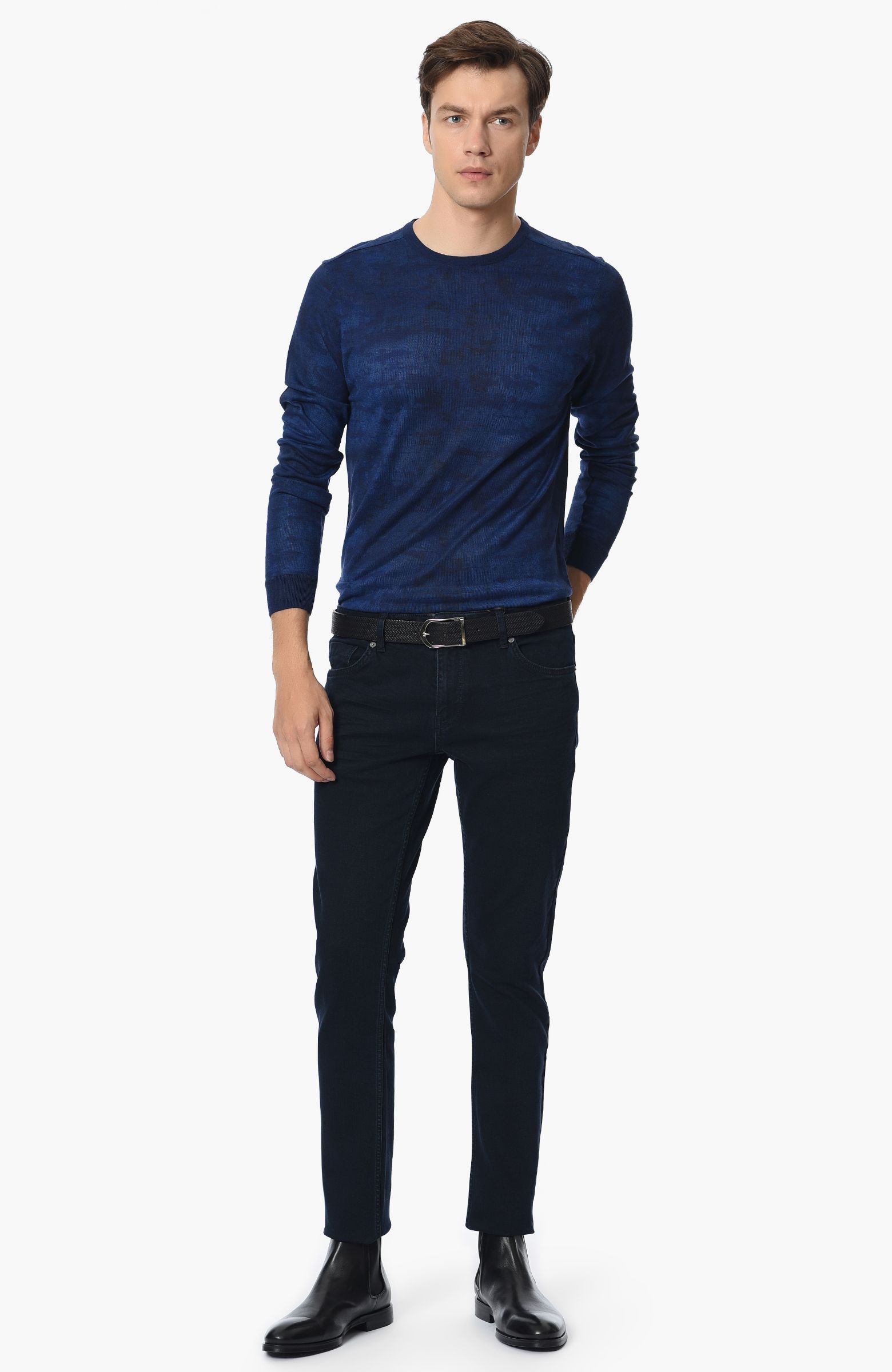 Baskılı Desen Açık Lacivert Kazak Baskılı Desen Açık Lacivert Kazak