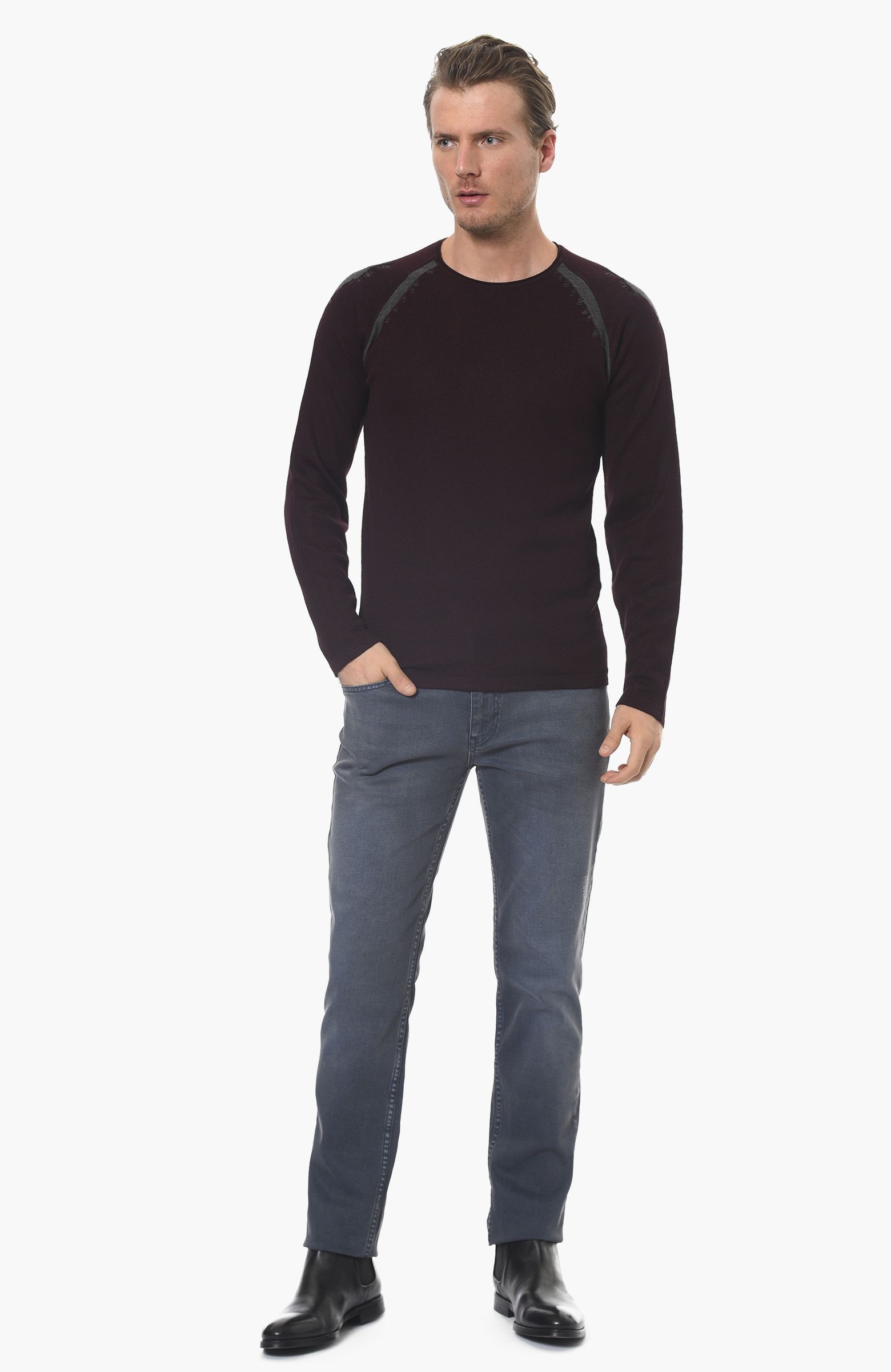 Bisiklet Yaka Bordo Kazak Bisiklet Yaka Bordo Kazak