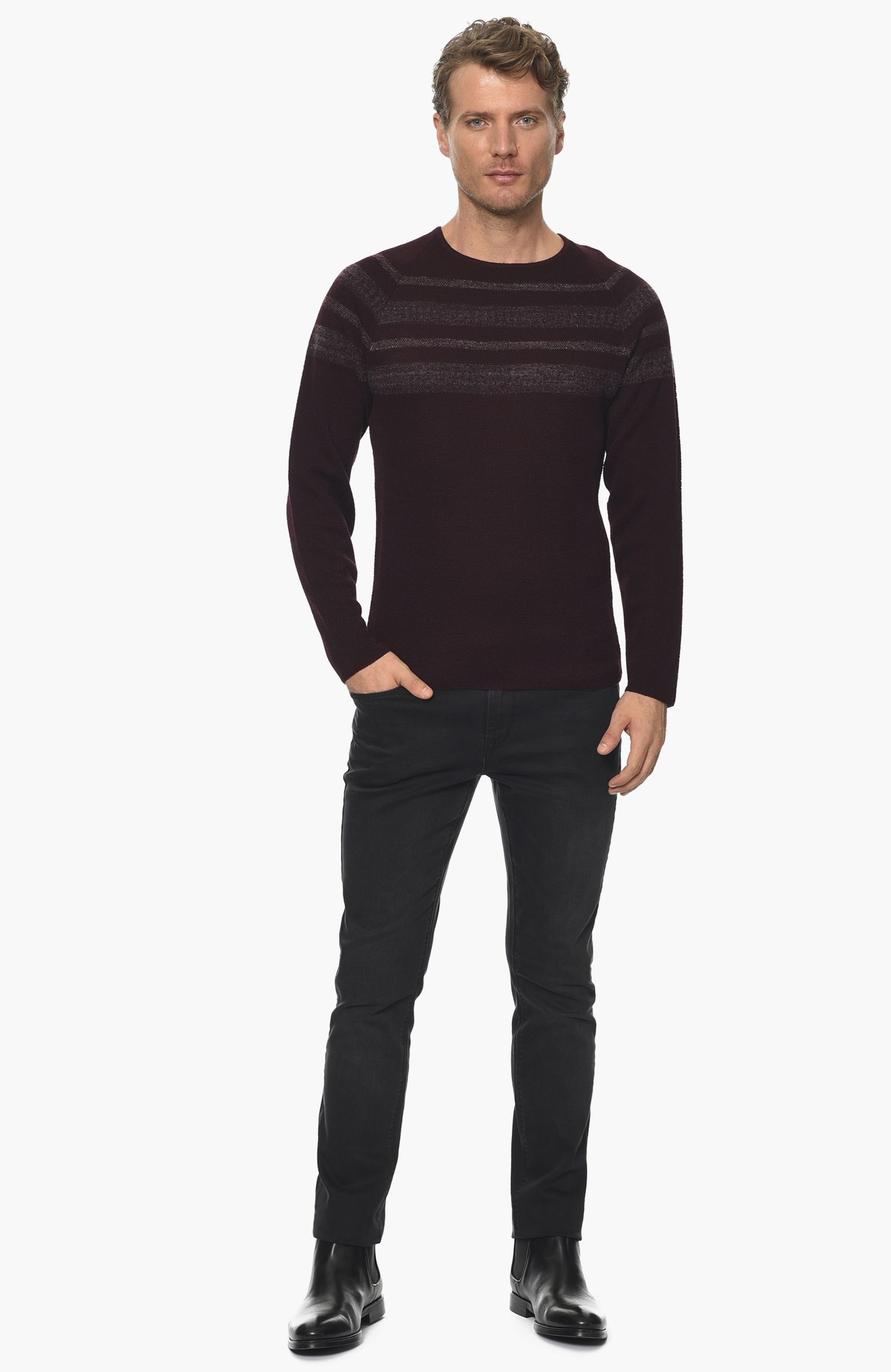 Bisiklet Yaka Bordo Kazak Bisiklet Yaka Bordo Kazak