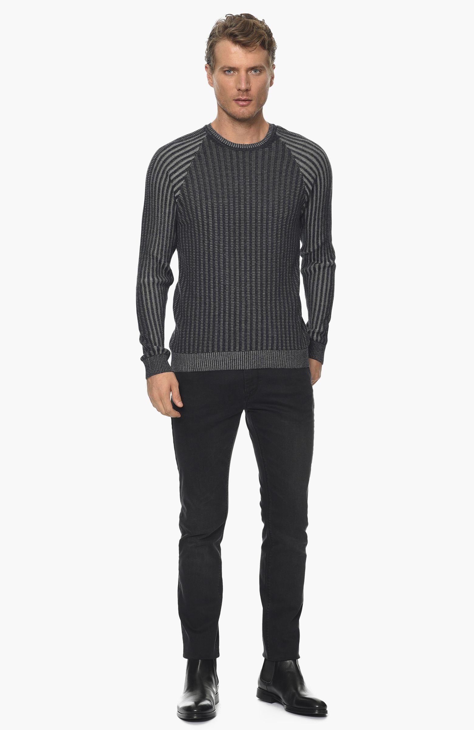 Lacivert Jakarlı Kazak