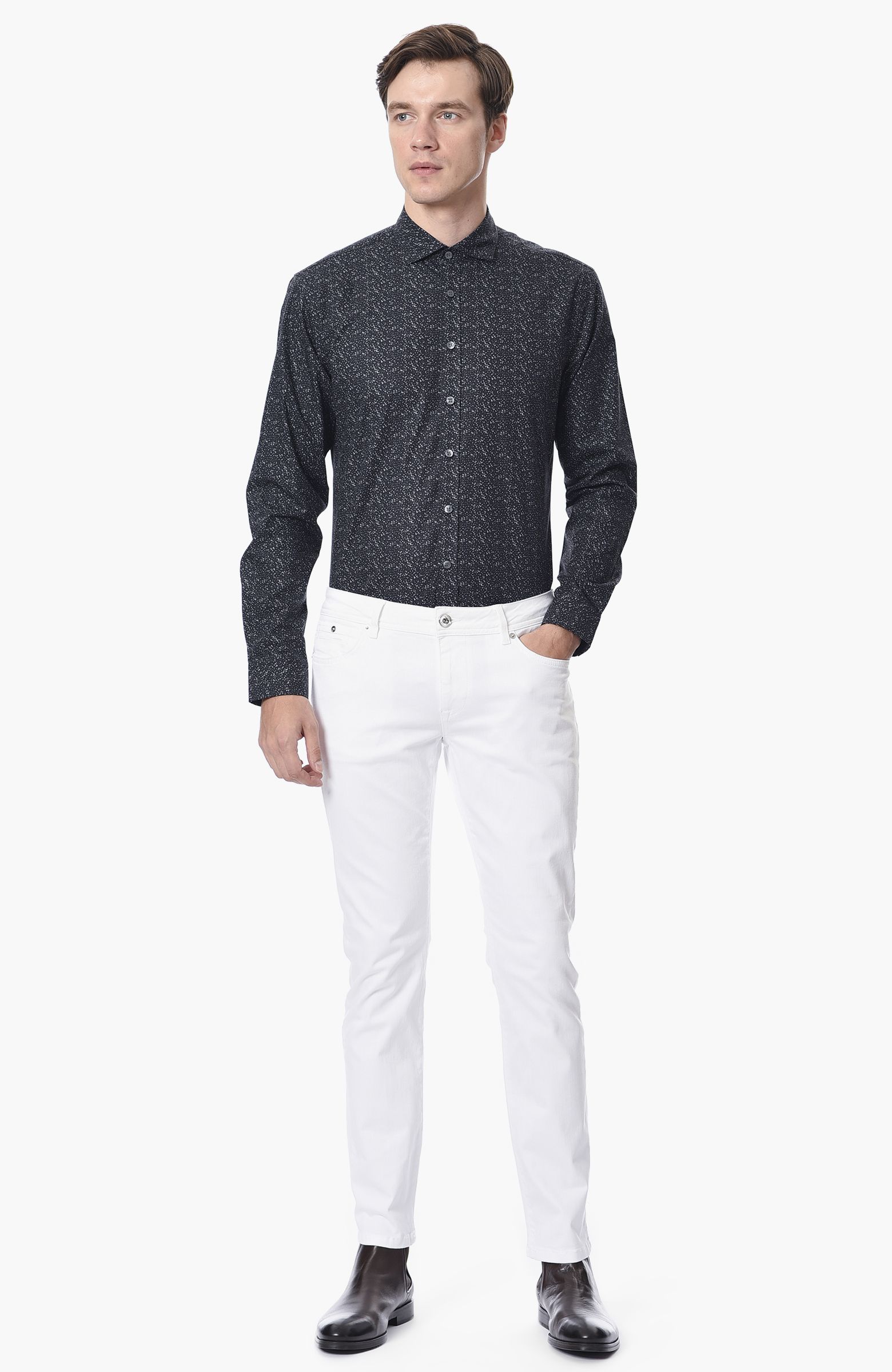 Baskılı Desen Siyah Gömlek Baskılı Desen Siyah Gömlek