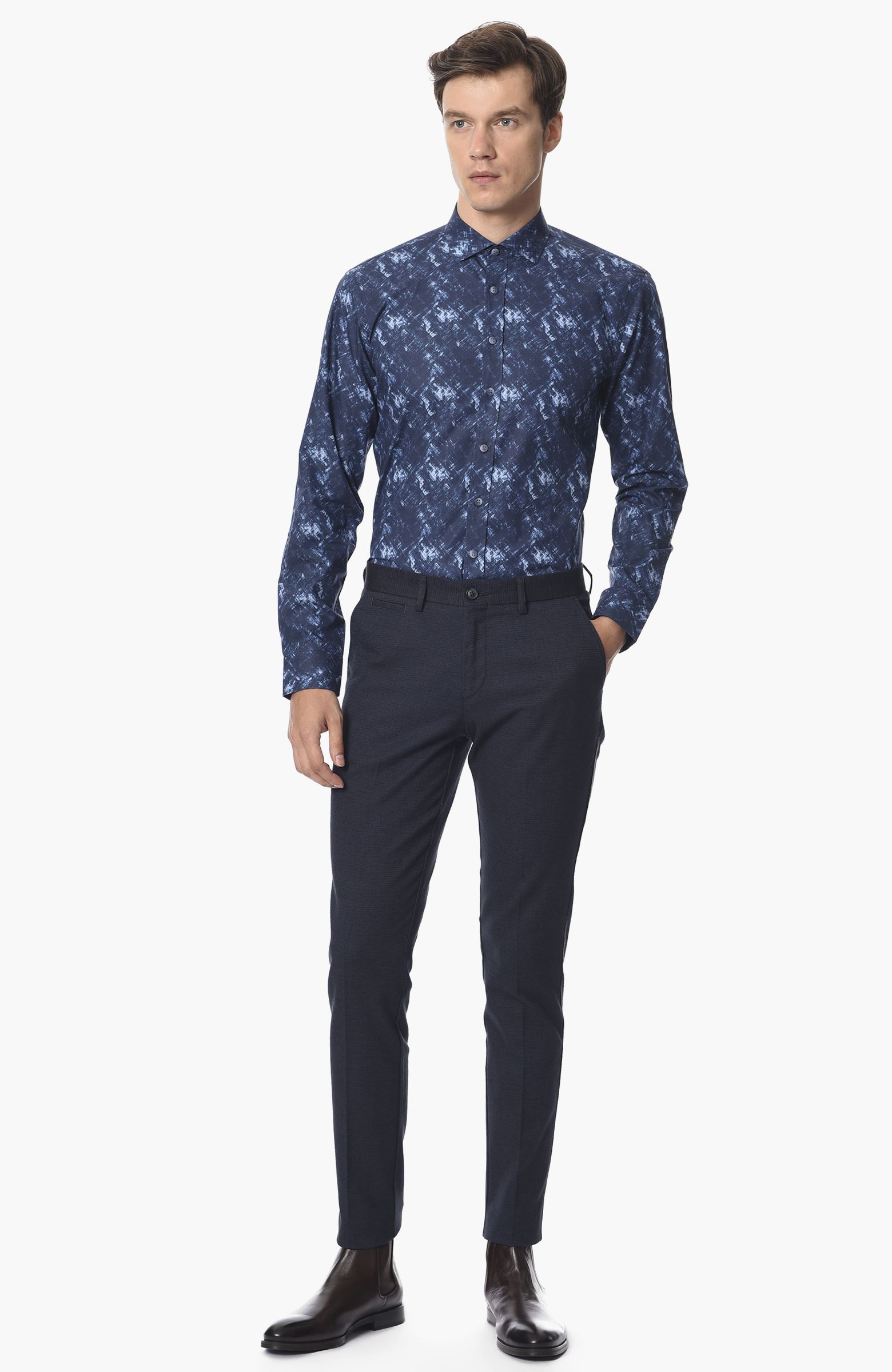 Baskılı Desen Indigo Gömlek Baskılı Desen Indigo Gömlek