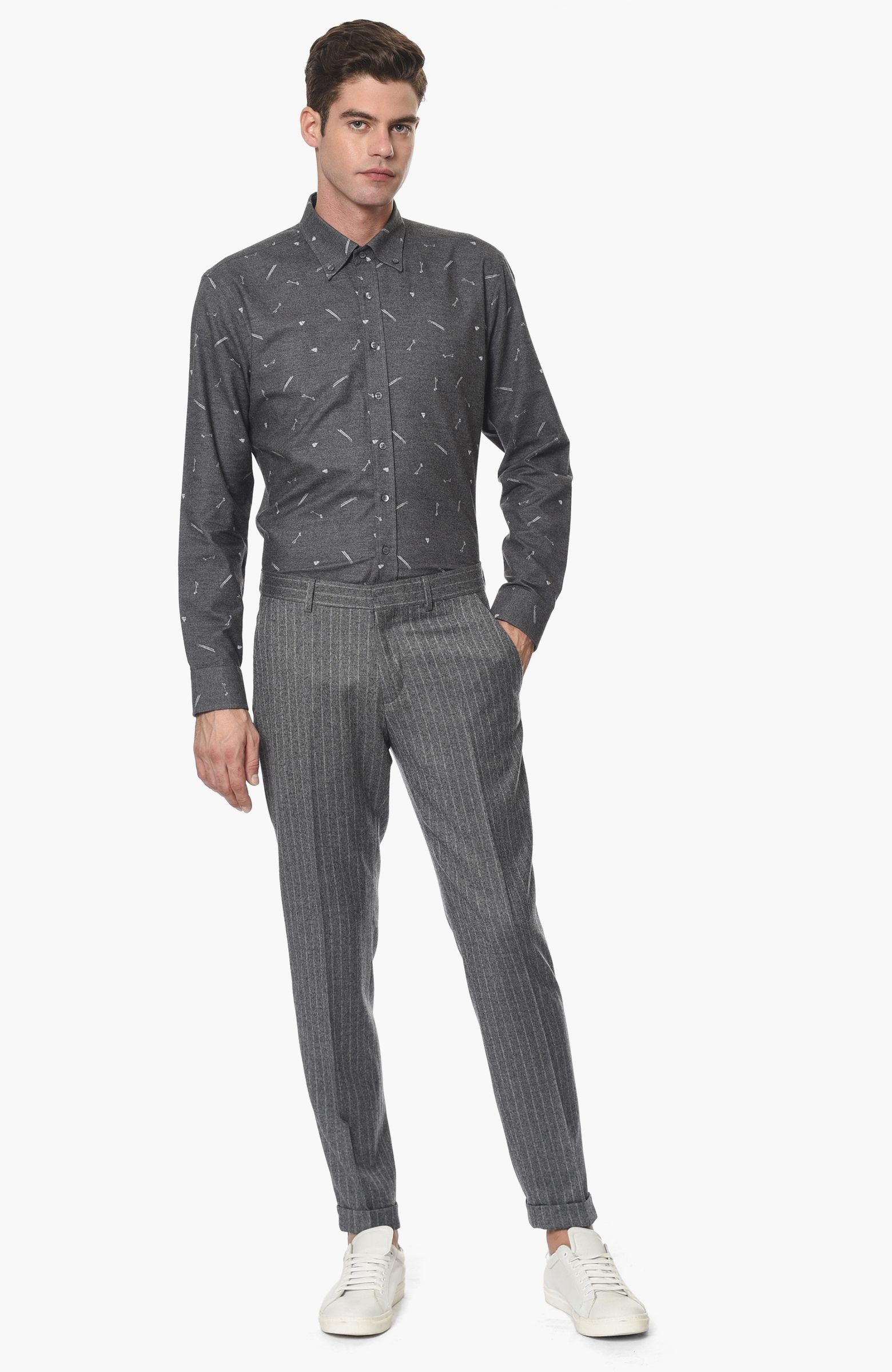 Gri Jakarlı Gömlek