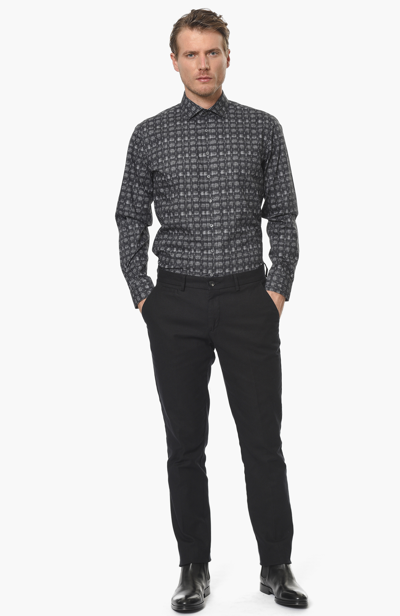 Baskılı Desen Koyu Yeşil Gömlek Baskılı Desen Koyu Yeşil Gömlek