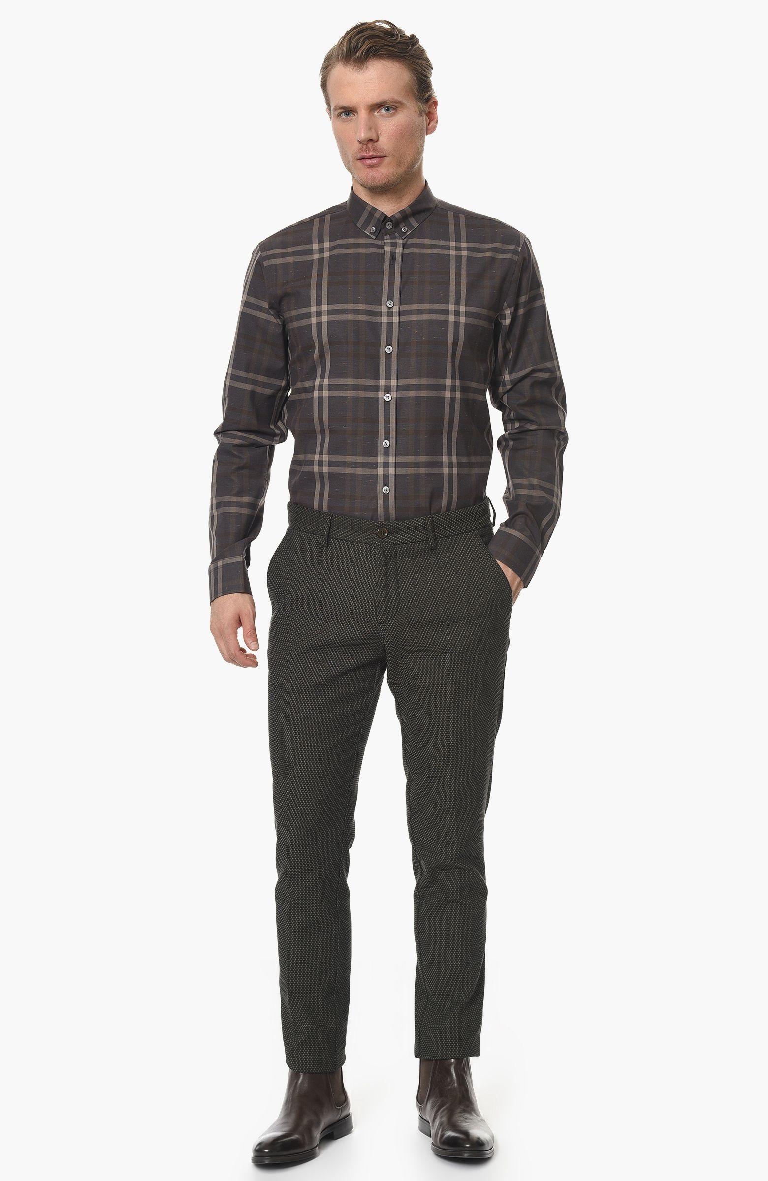 Kahverengi Kareli Gömlek