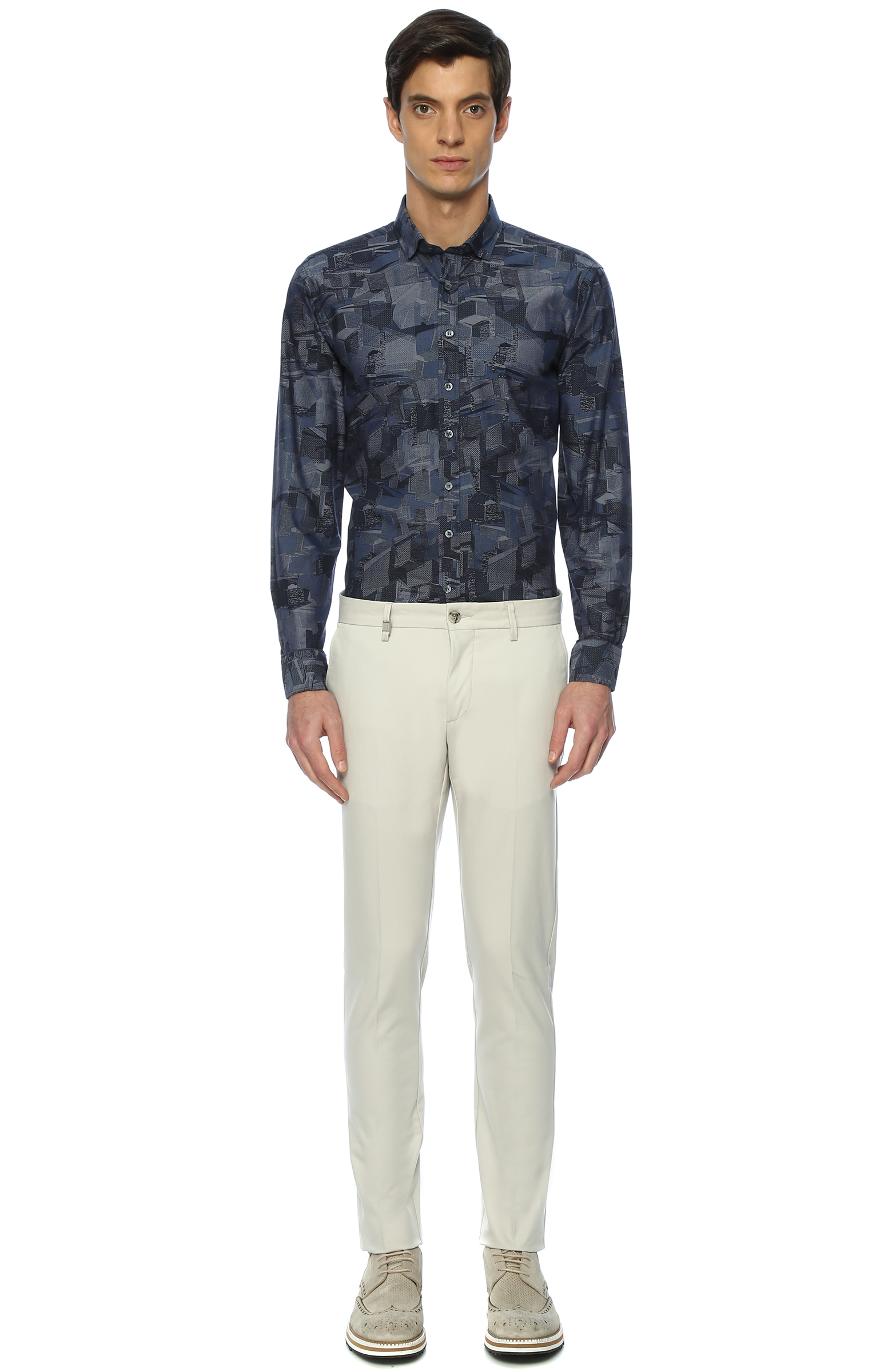 Indigo Baskılı Gömlek Indigo Baskılı Gömlek