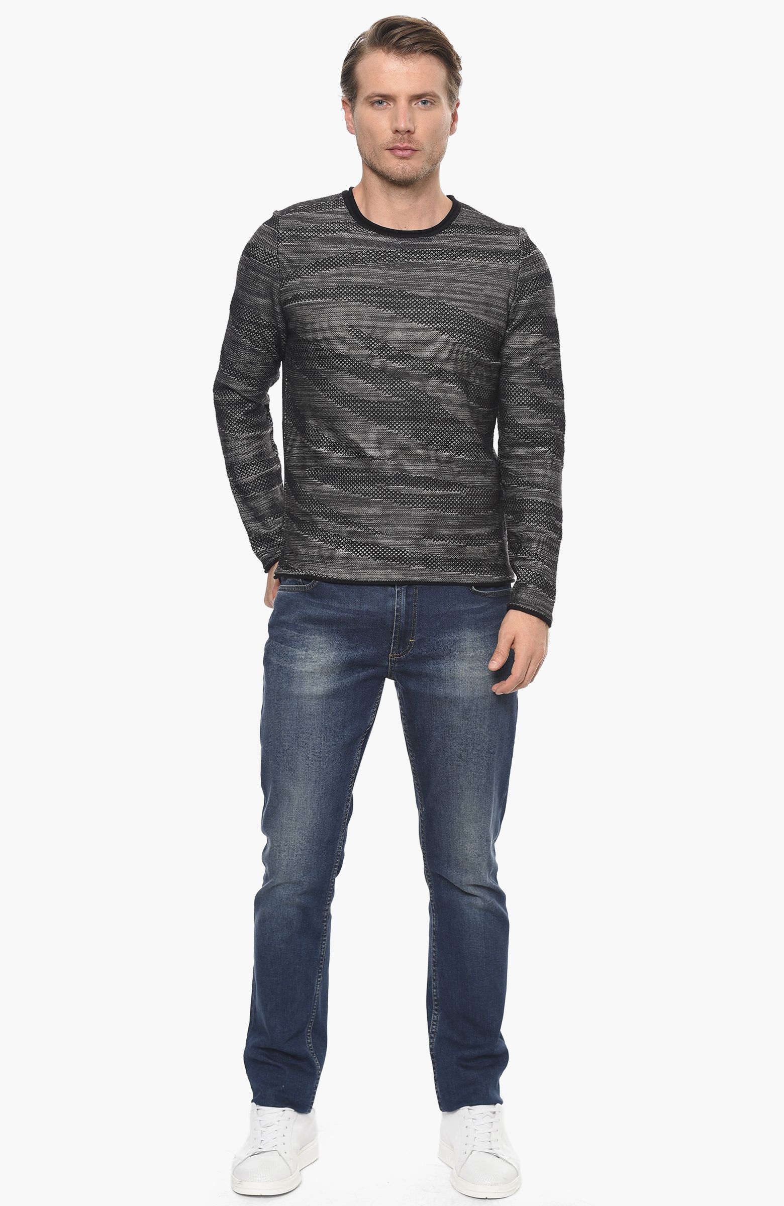 Bisiklet Yaka Siyah Kazak