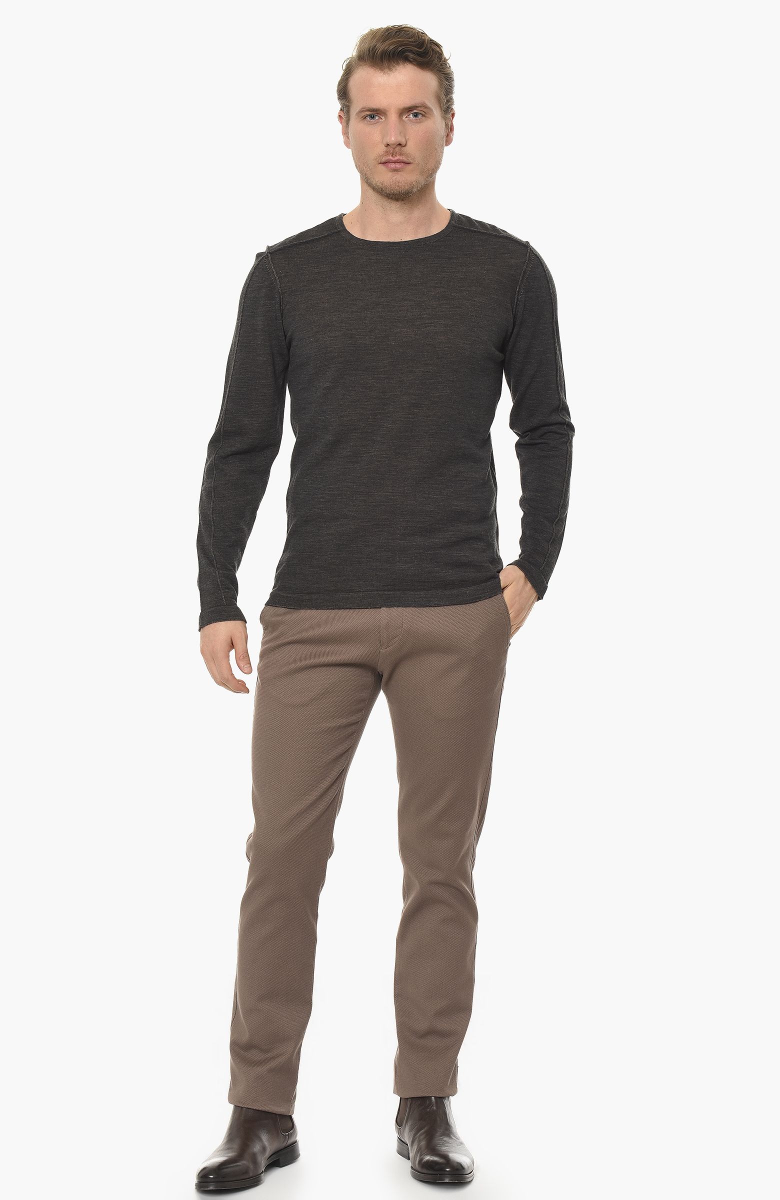 Bisiklet Yaka Antrasit Kazak