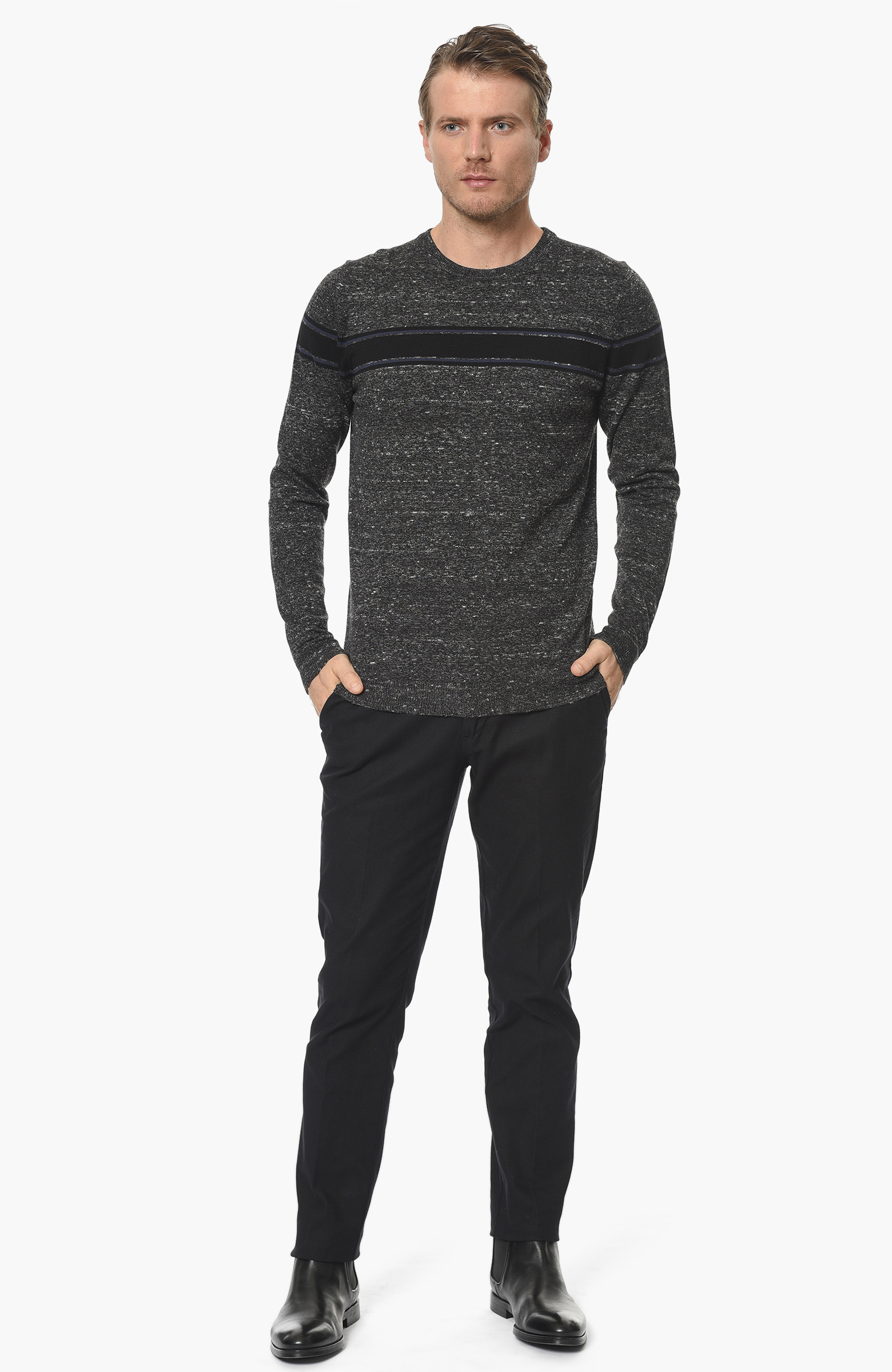 Antrasit Çizgili Kazak