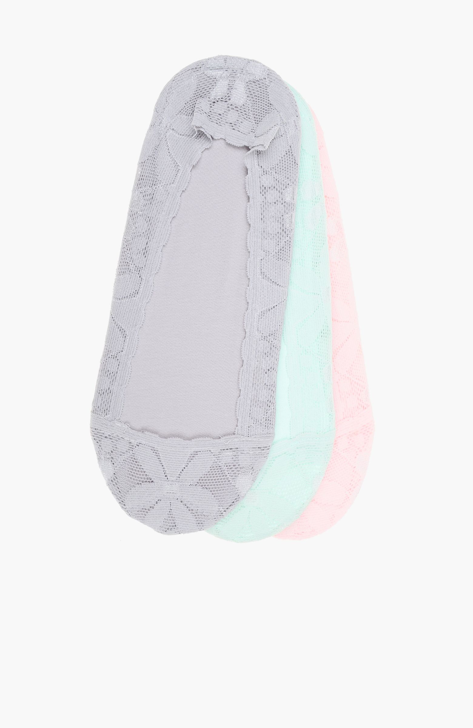 Gri-pembe 3'lü Kadın Çorap Set