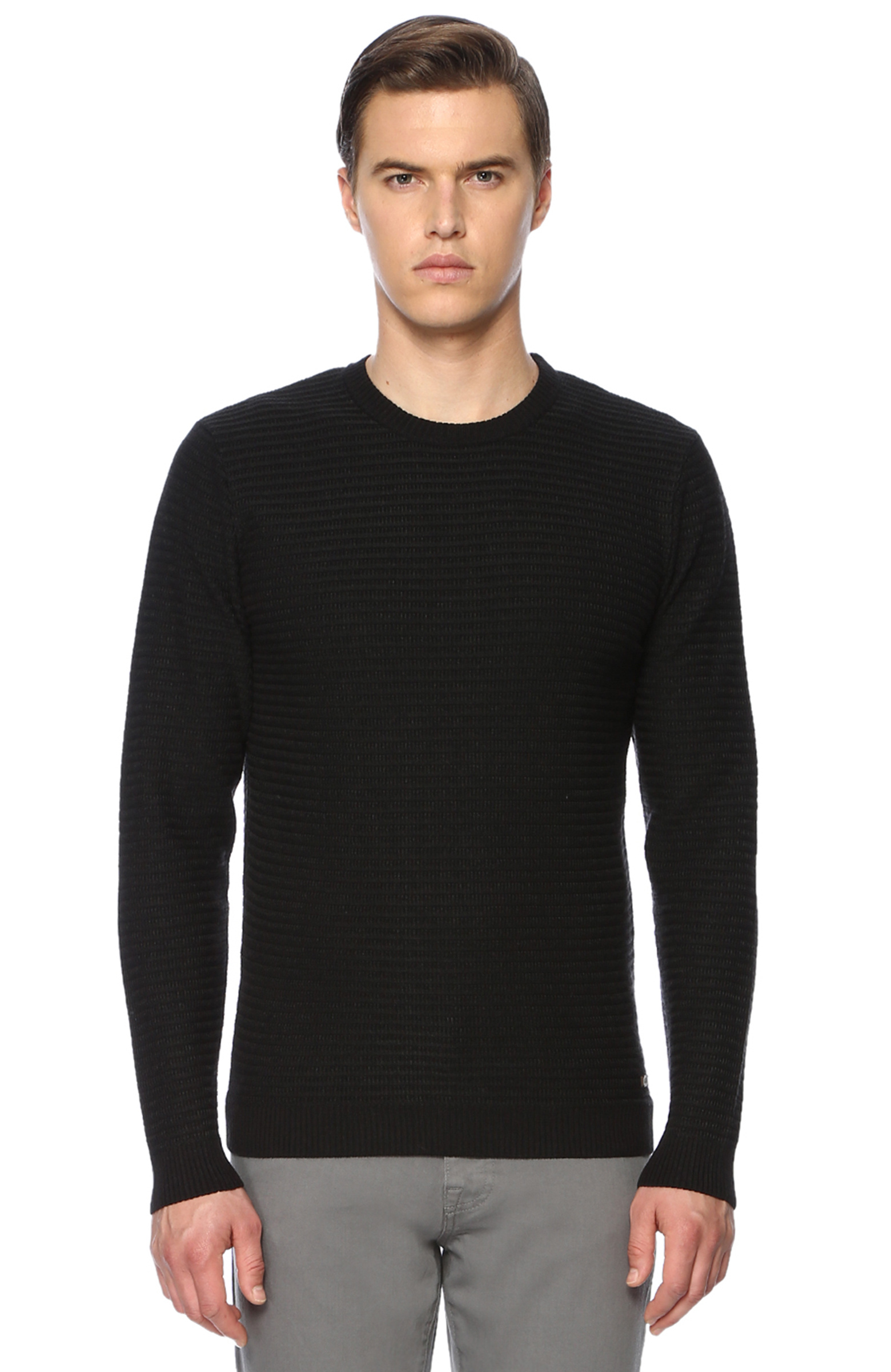 Jakarlı Siyah Kazak