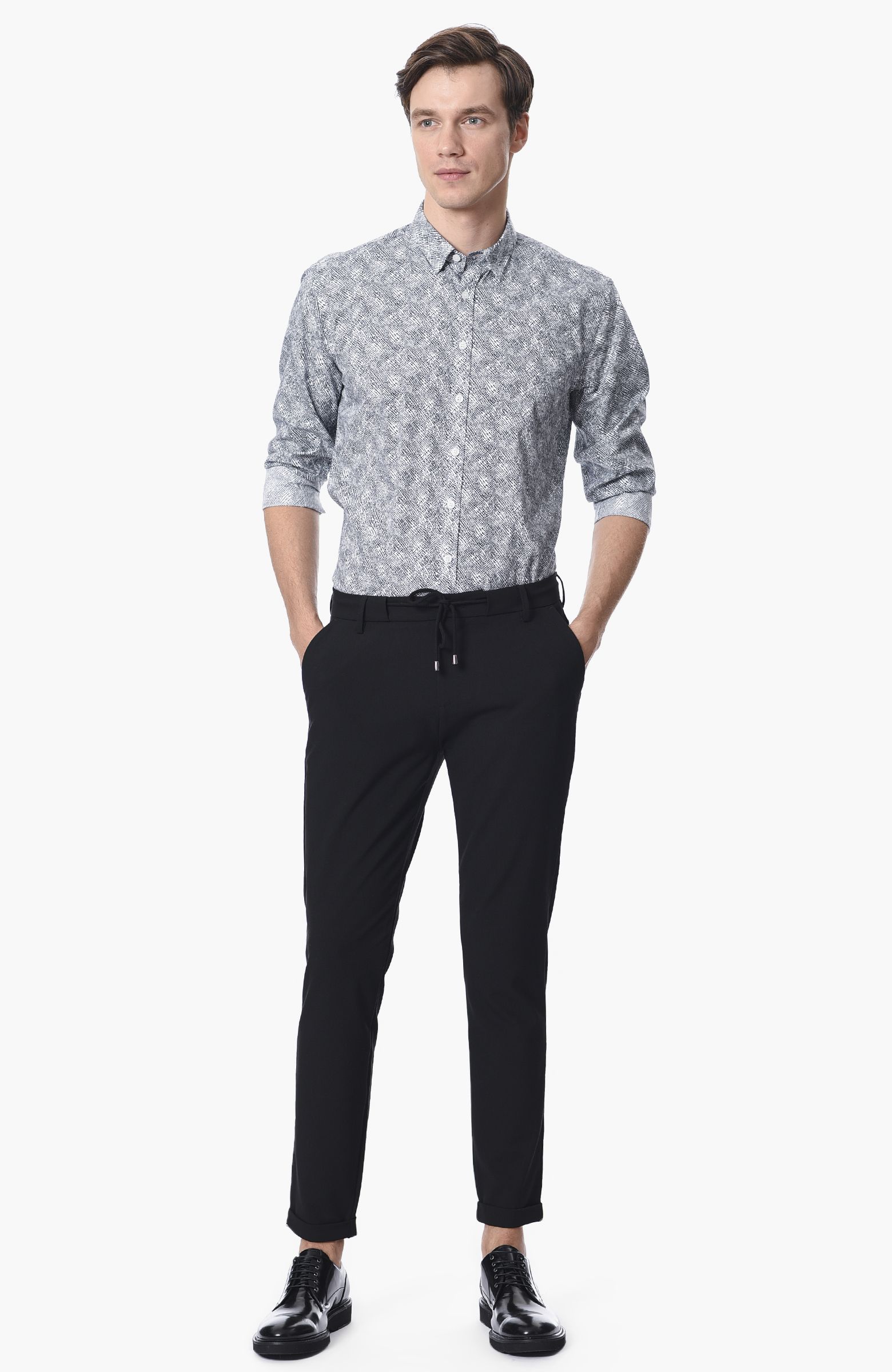 Baskılı Desen Lacivert Gömlek Baskılı Desen Lacivert Gömlek