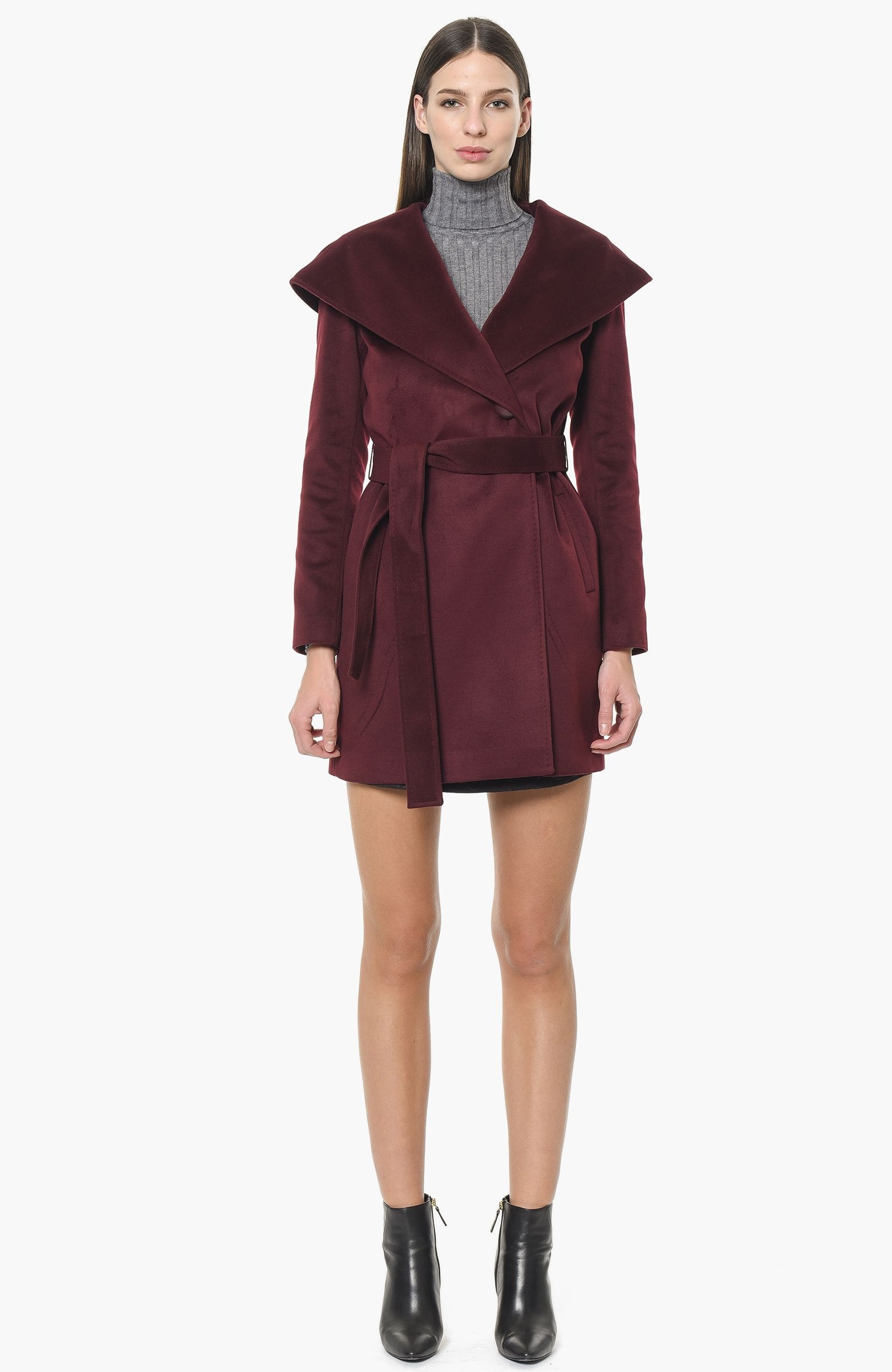 Şal Yaka Bordo Kaban