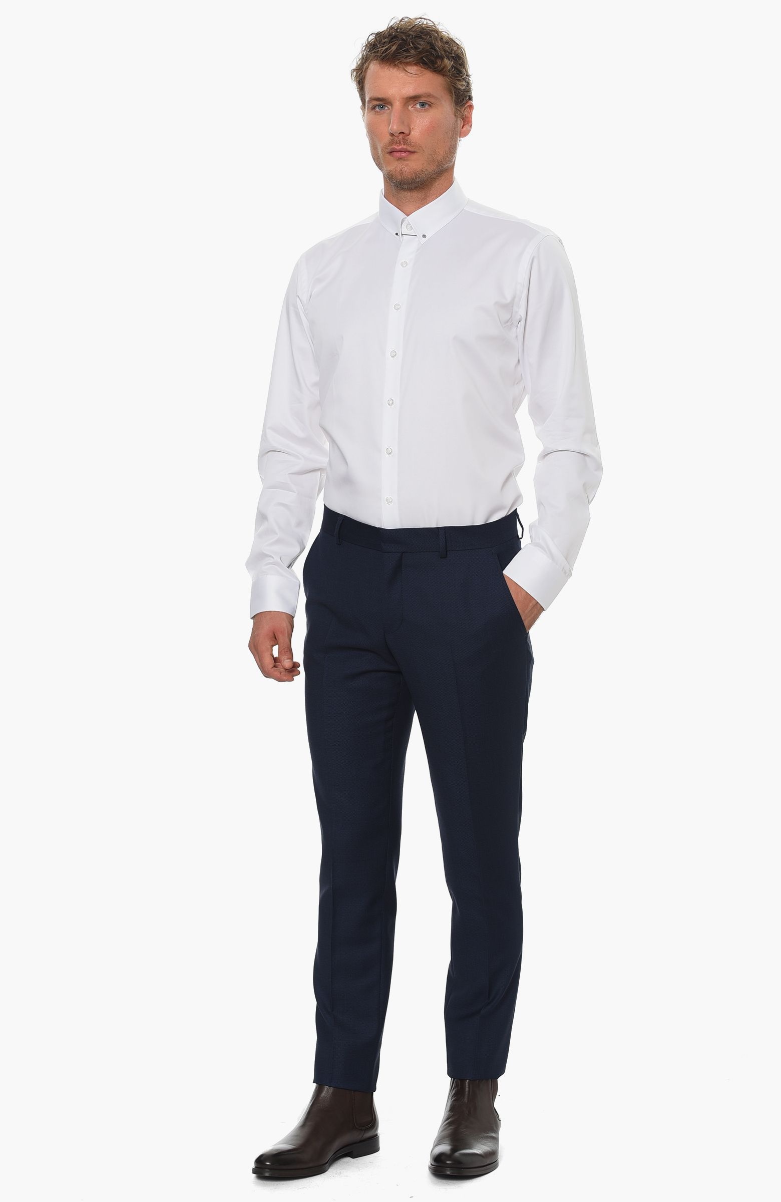 Slım Fit Beyaz Smokin Gömlek