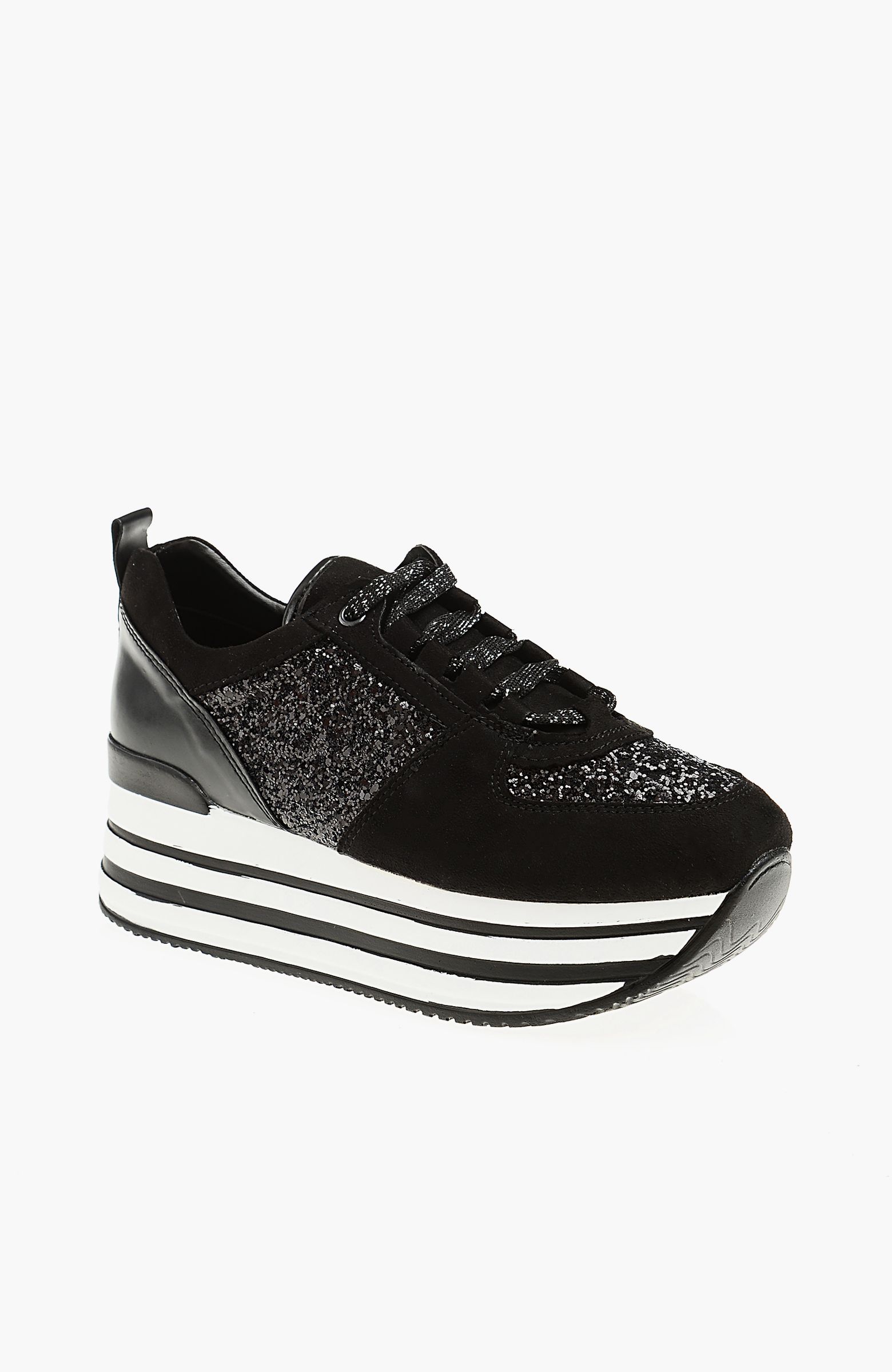 Platformlu Süet Siyah Kadın Sneaker Platformlu Süet Siyah Kadın Sneaker