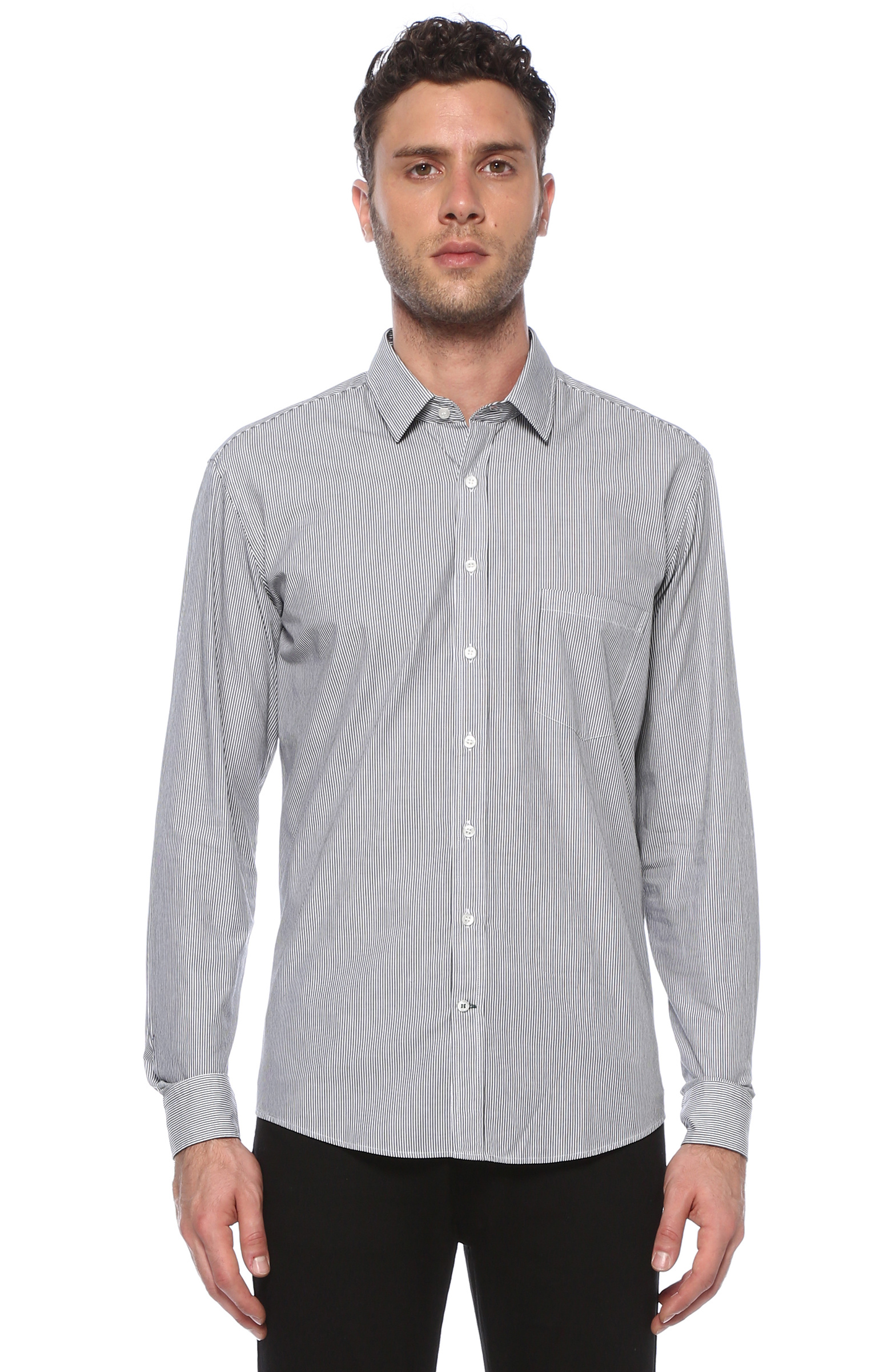 Çizgili Siyah Beyaz Gömlek