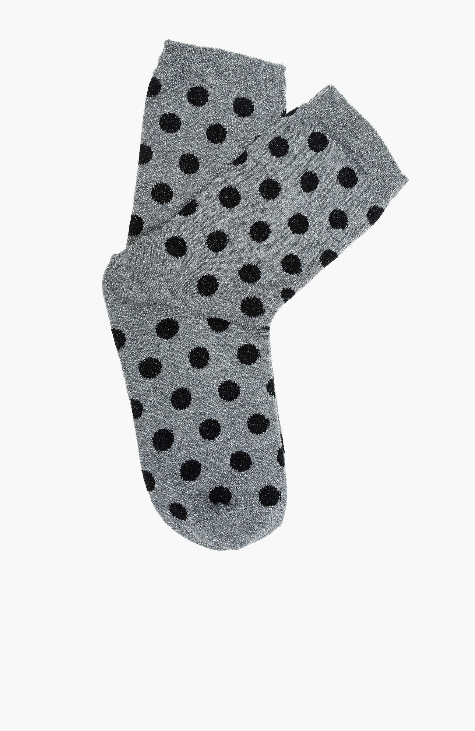 Puantiye Gri Siyah Kadın Çorap