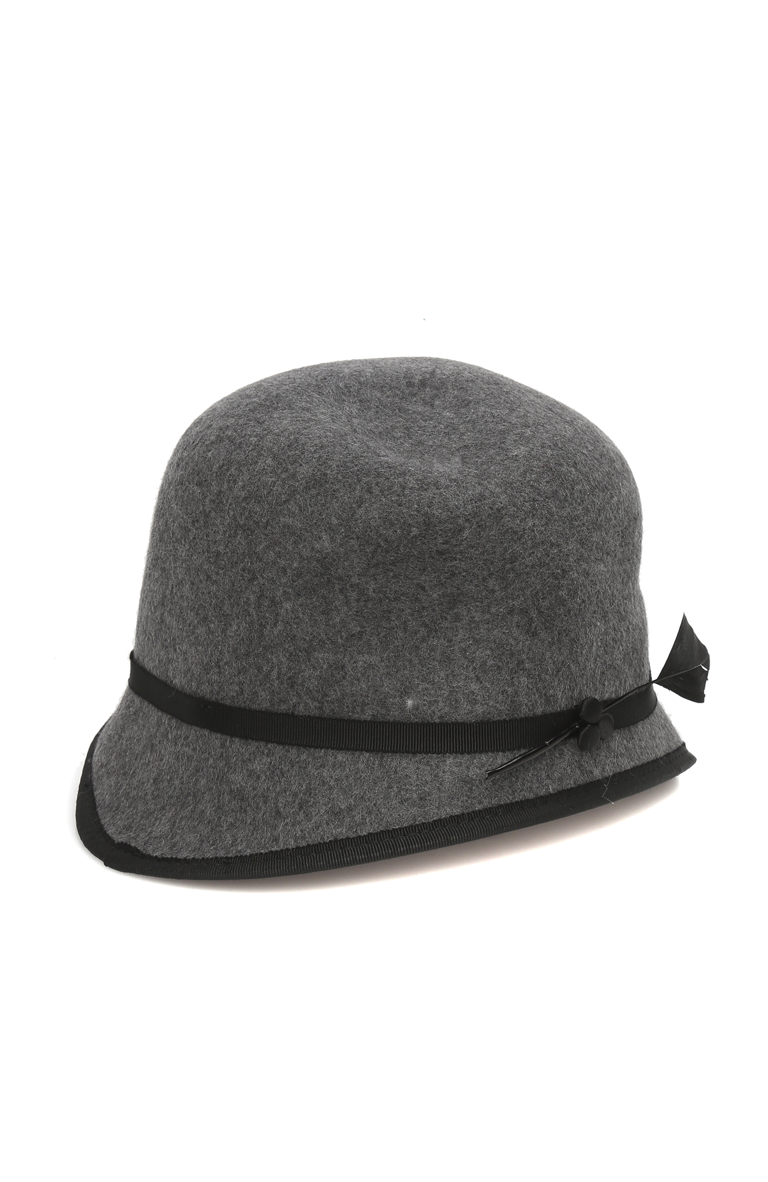 Gri Siyah Bantlı Kadın Şapka