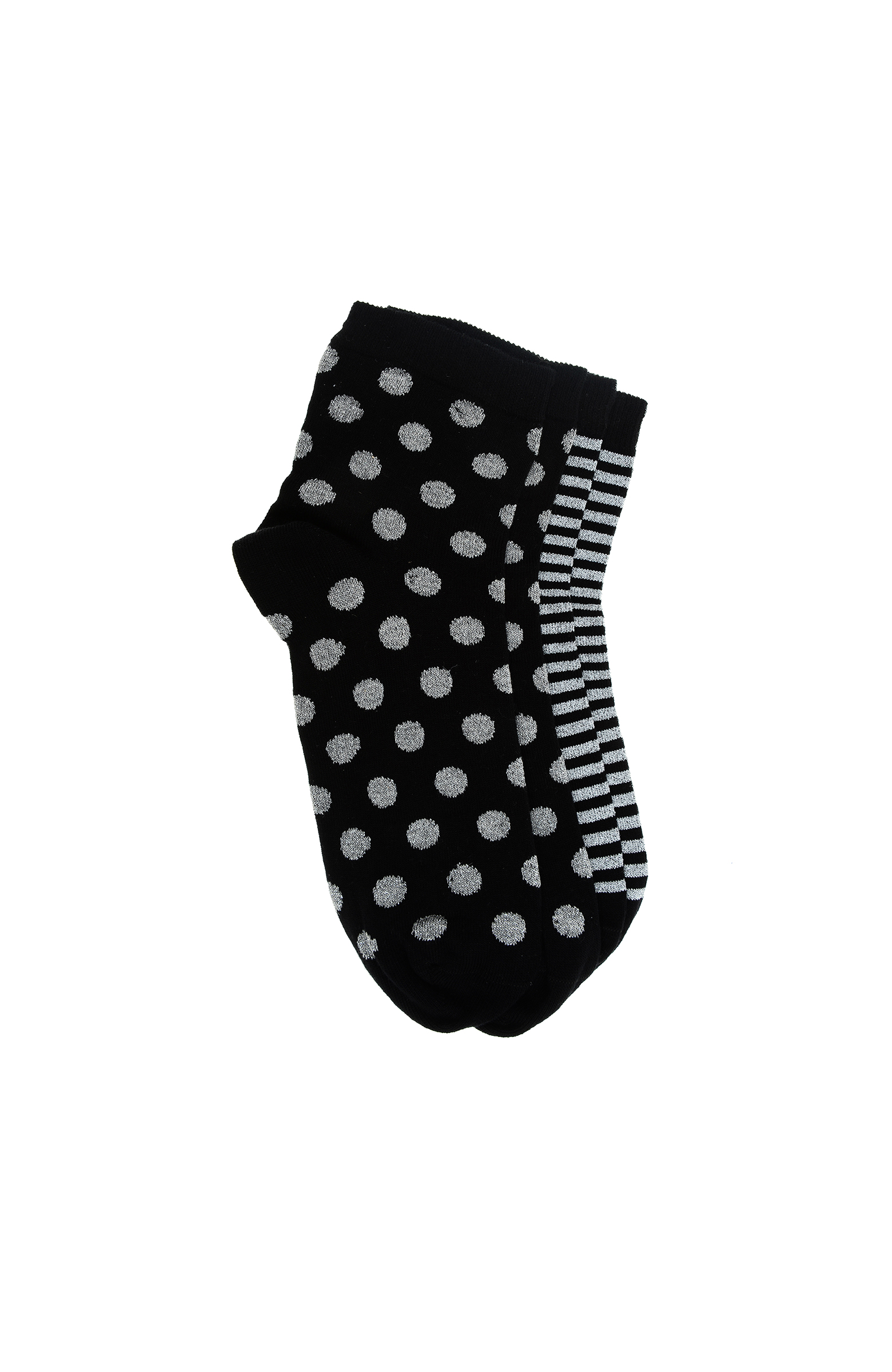 Gümüş Rengi Siyah 2'li Kadın Çorap Set