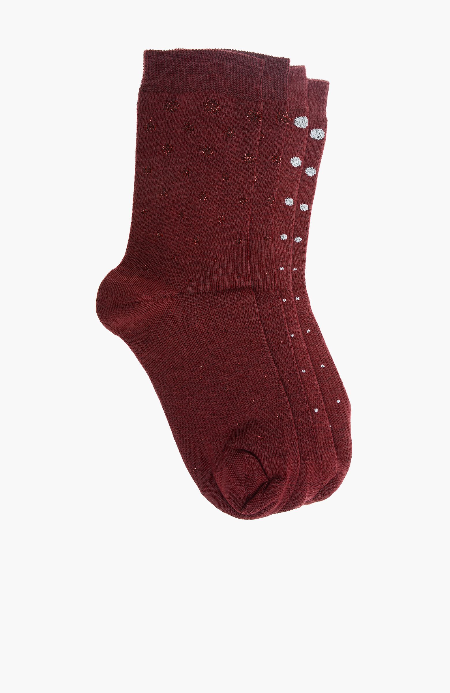 Bordo-gümüş 2'li Kadın Çorap Set