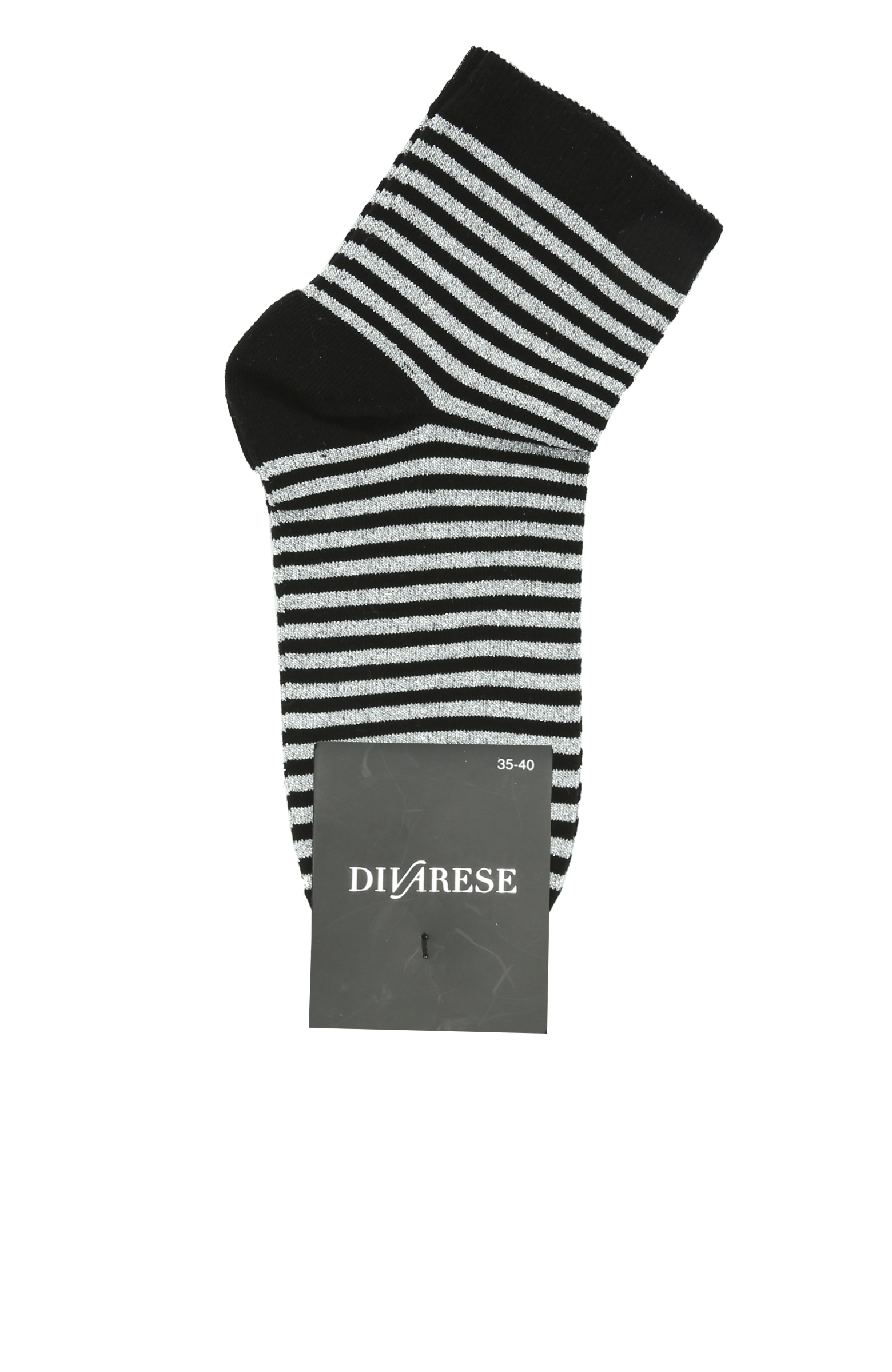 Gümüş Rengi Siyah Kadın Çorap