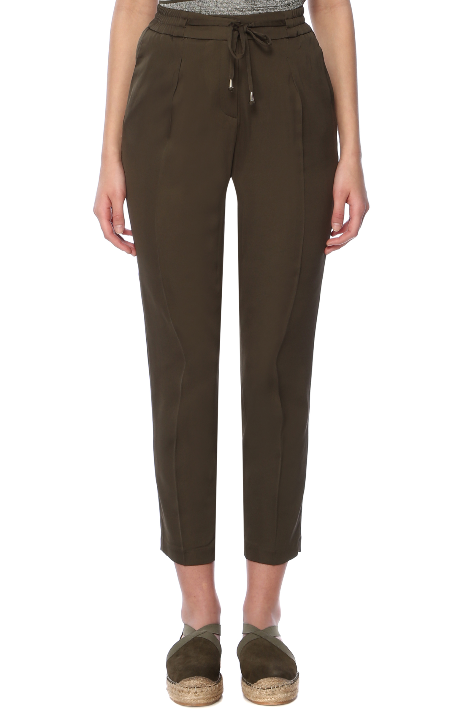 Regular Fit Haki Beli Kordonlu Pilili Pantolon Regular Fit Haki Beli Kordonlu Pilili Pantolon