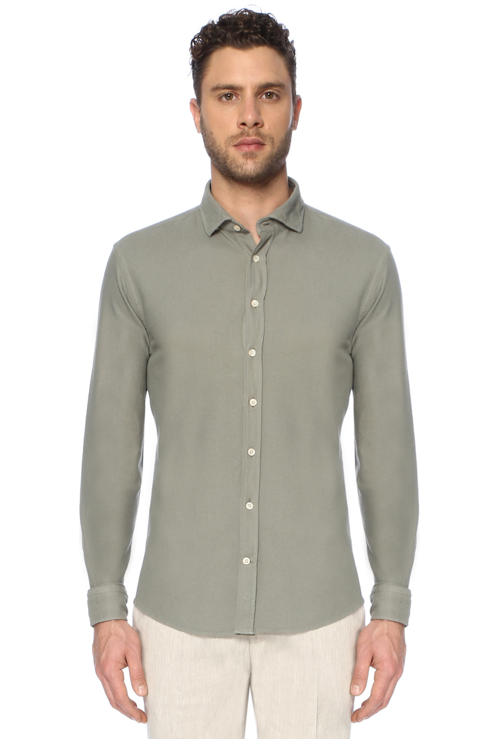 Armürlü Açık Yeşil Gömlek