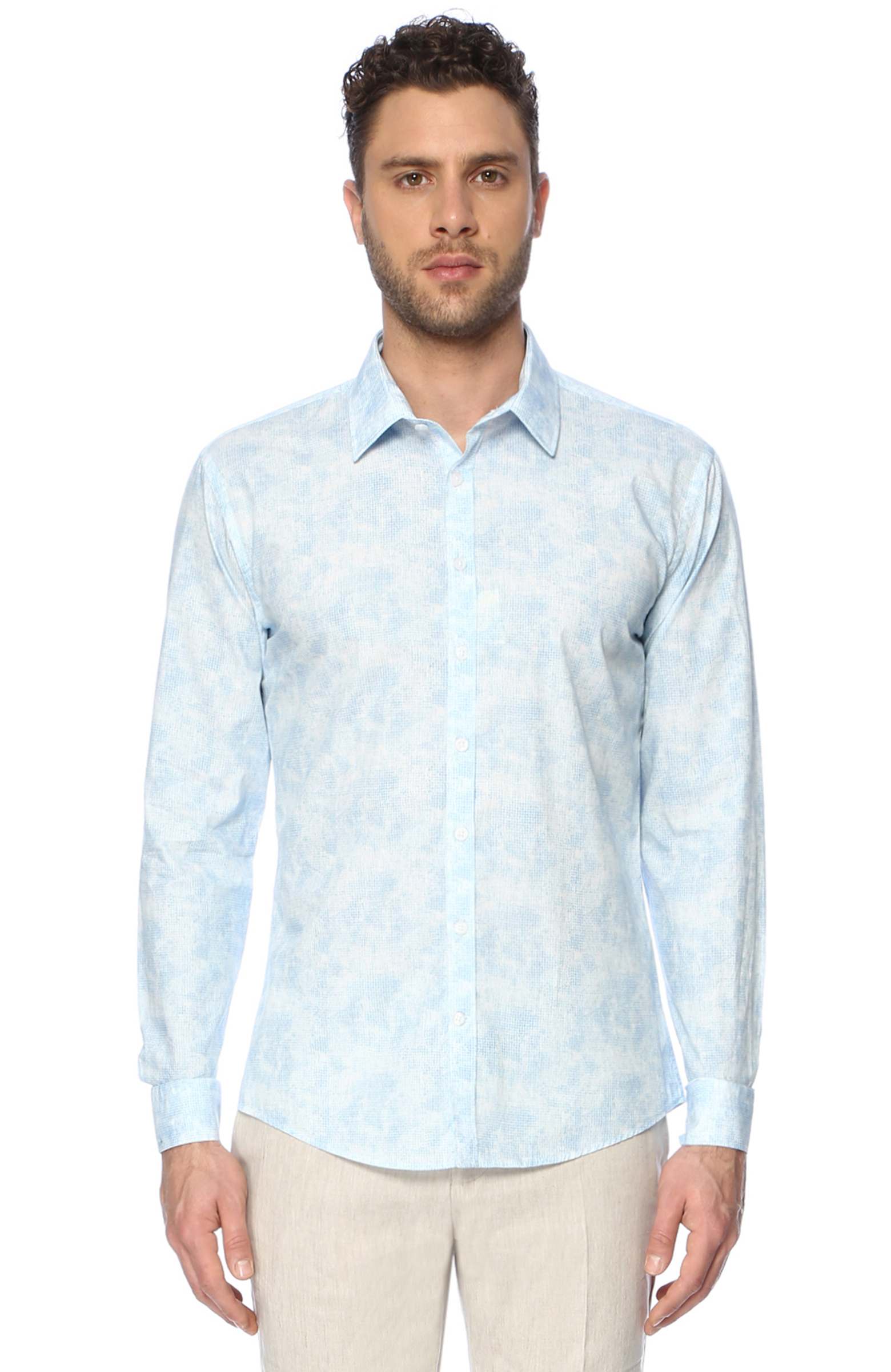 Mavi Baskılı Gömlek