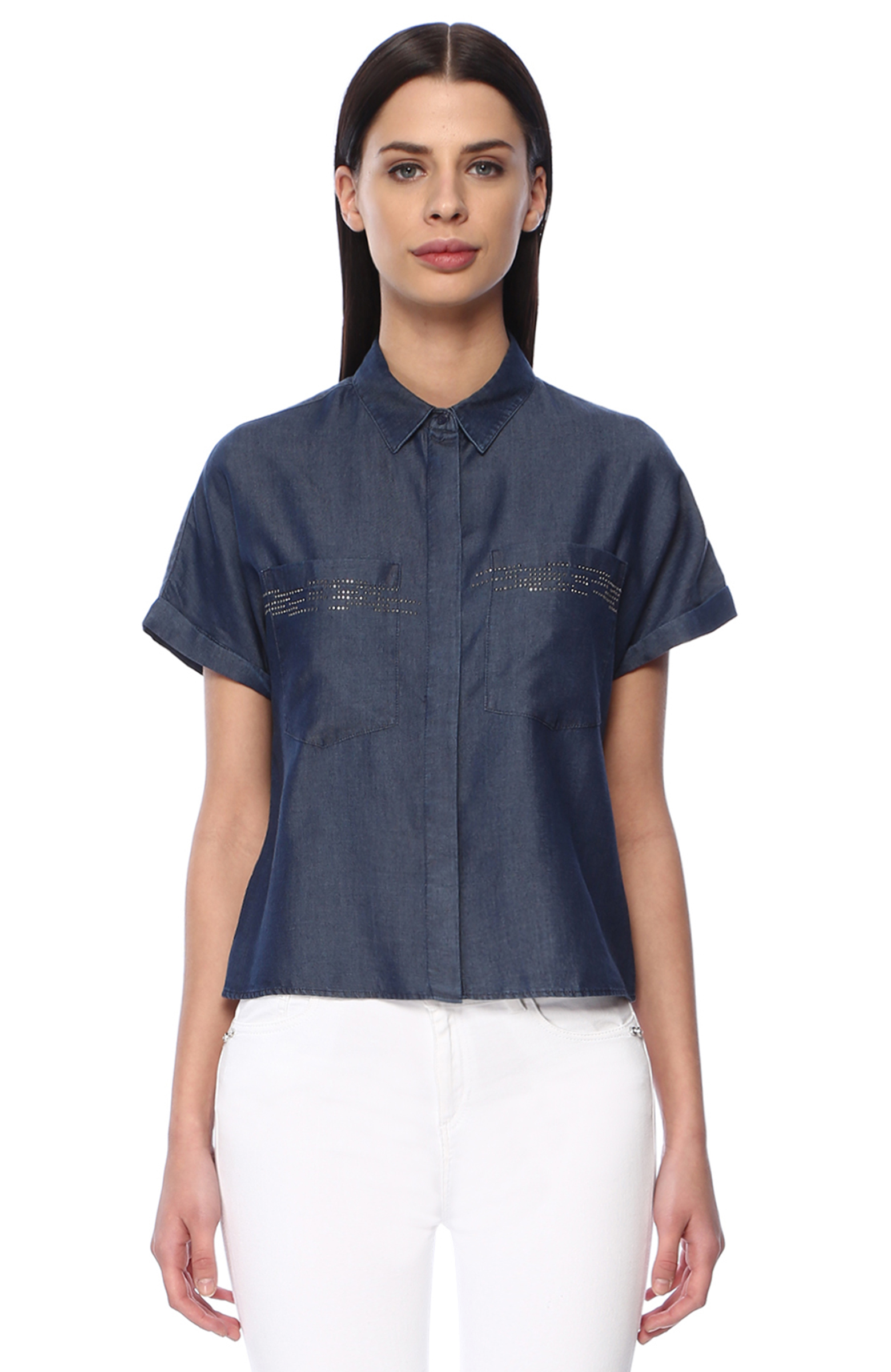 Basic Fit Lacivert Denim Gömlek Basic Fit Lacivert Denim Gömlek