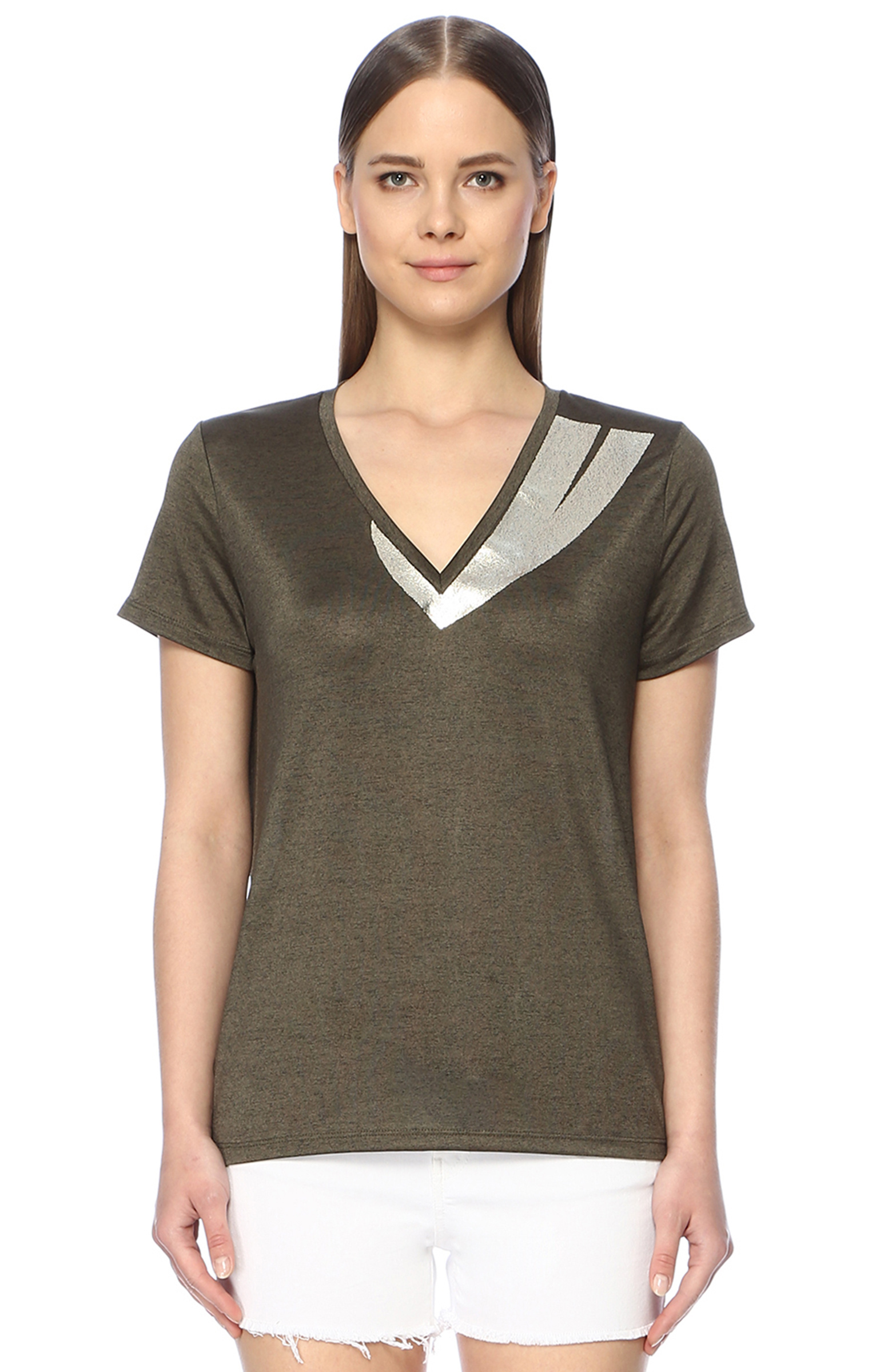 V Yaka Haki Melanj Tshirt