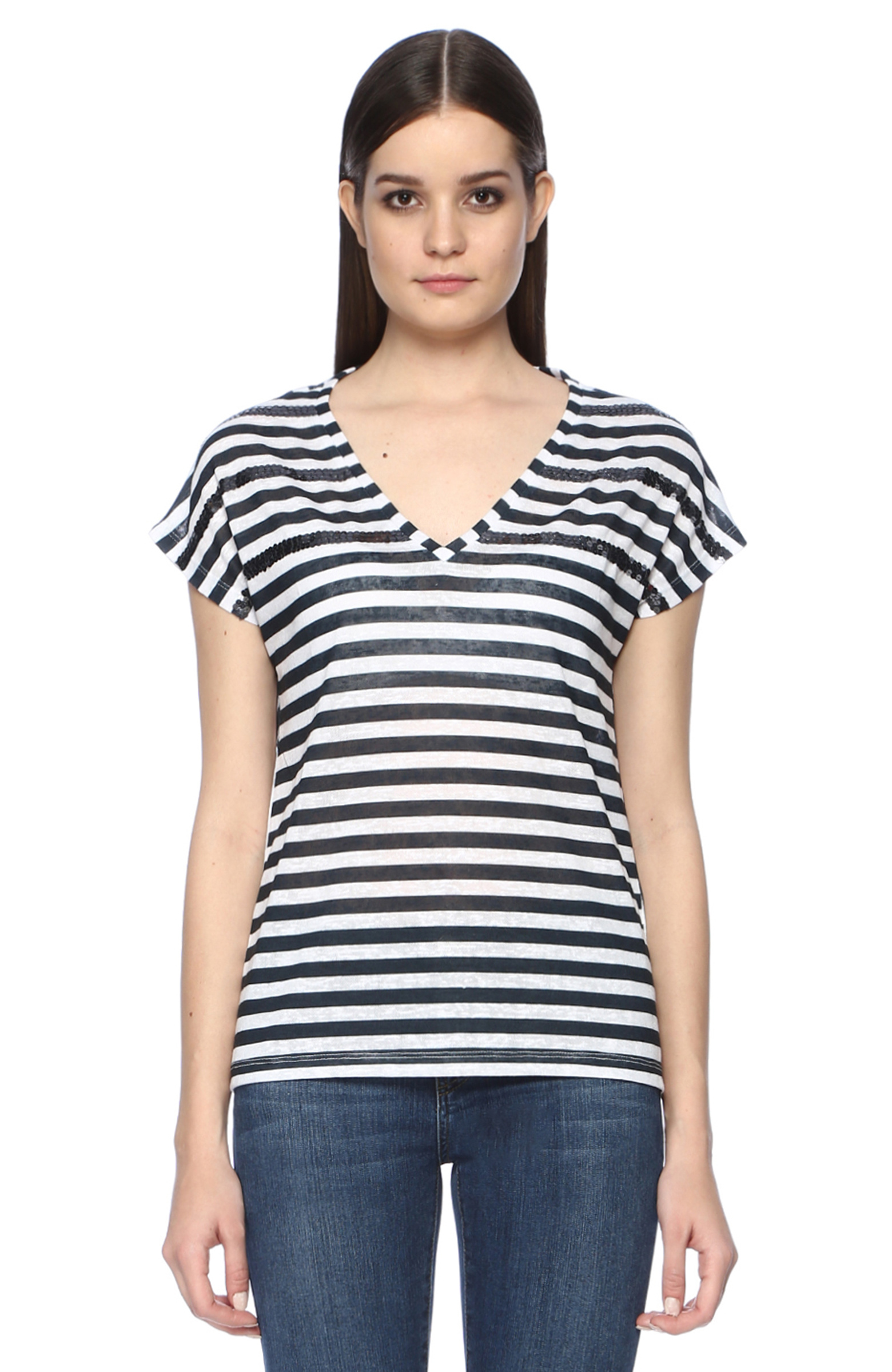 Çizgili Lacivert Tshirt