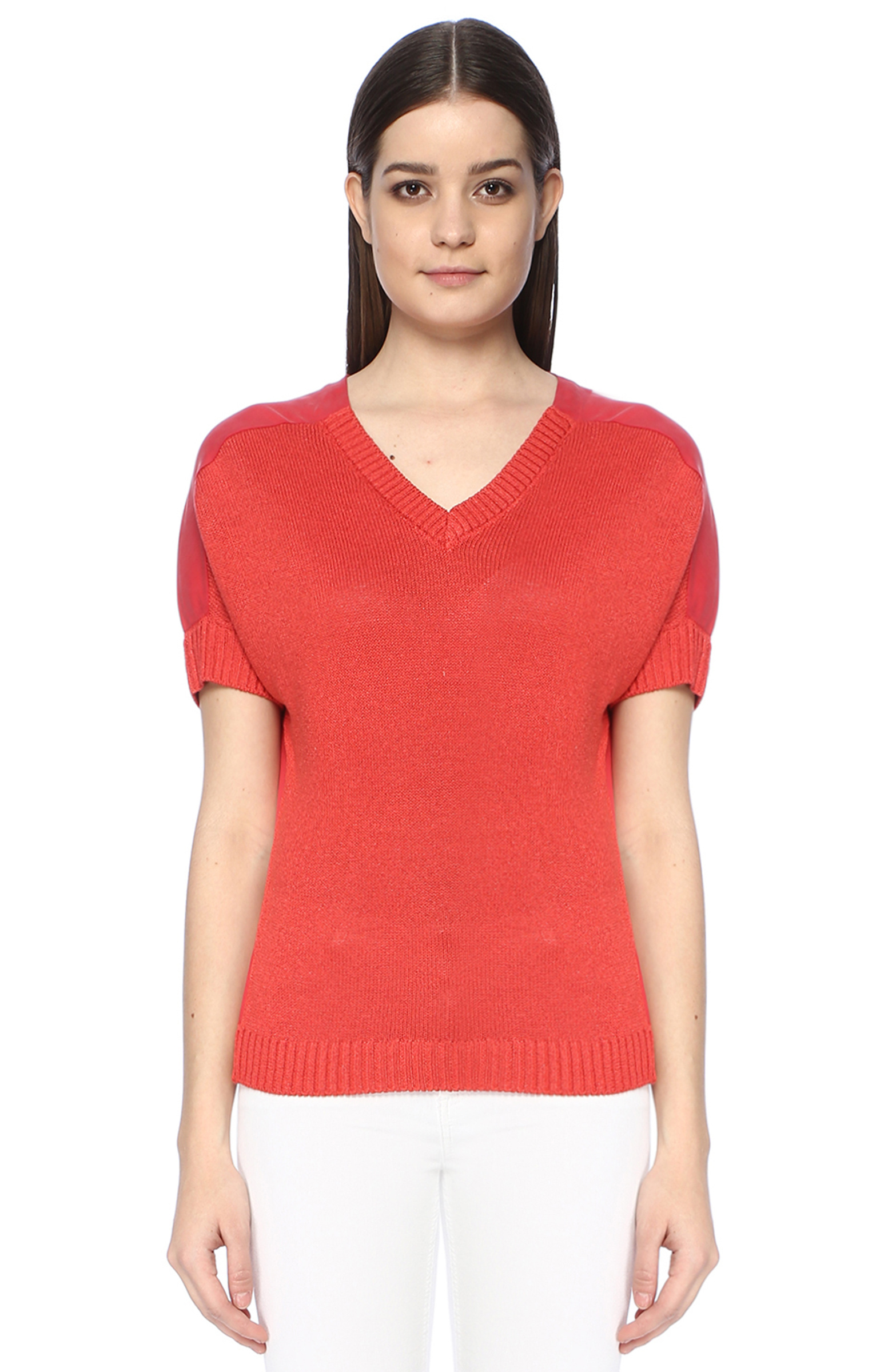 V Yaka Kırmızı Kazak