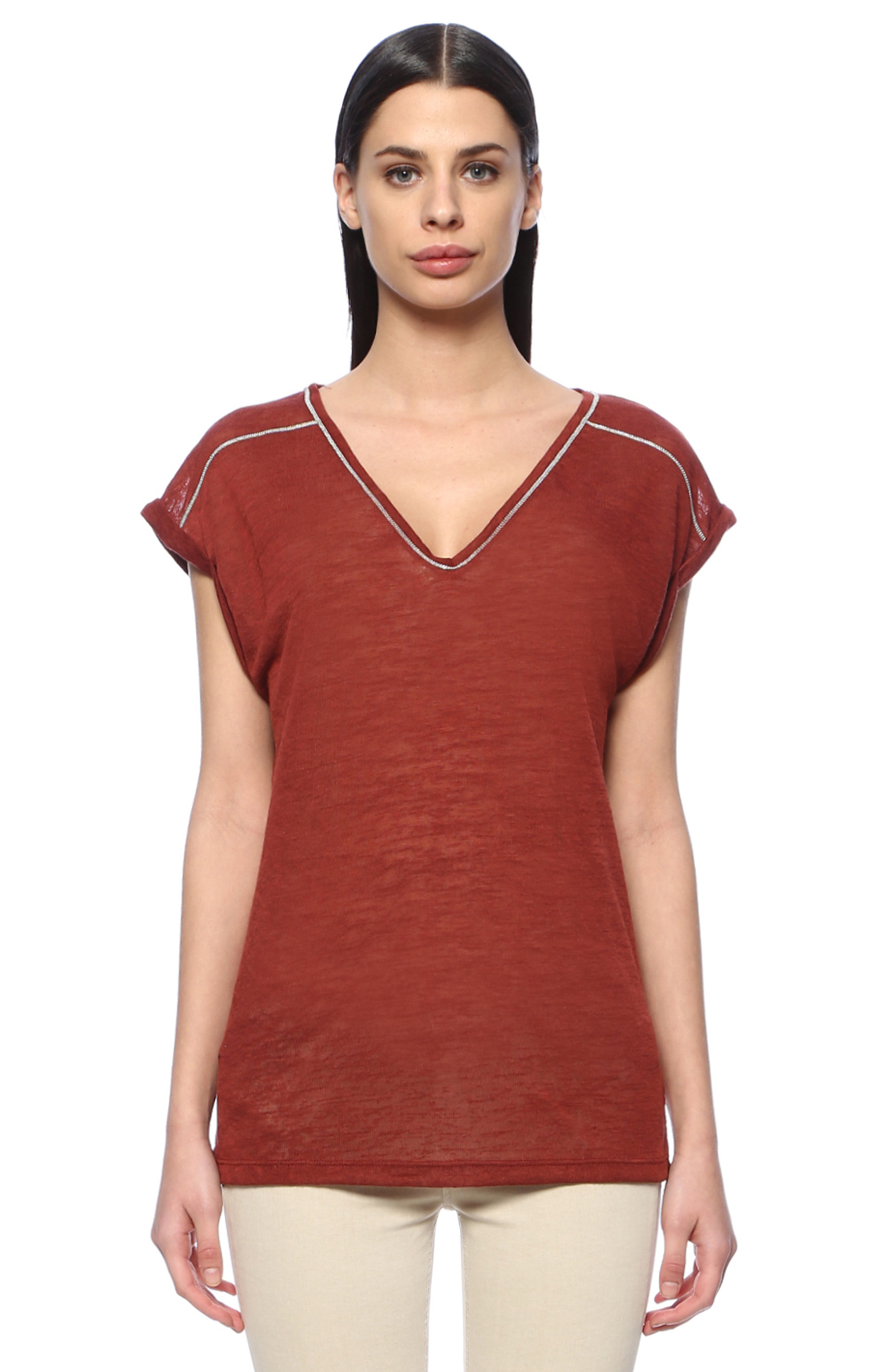 V Yaka Tarçın Tshirt