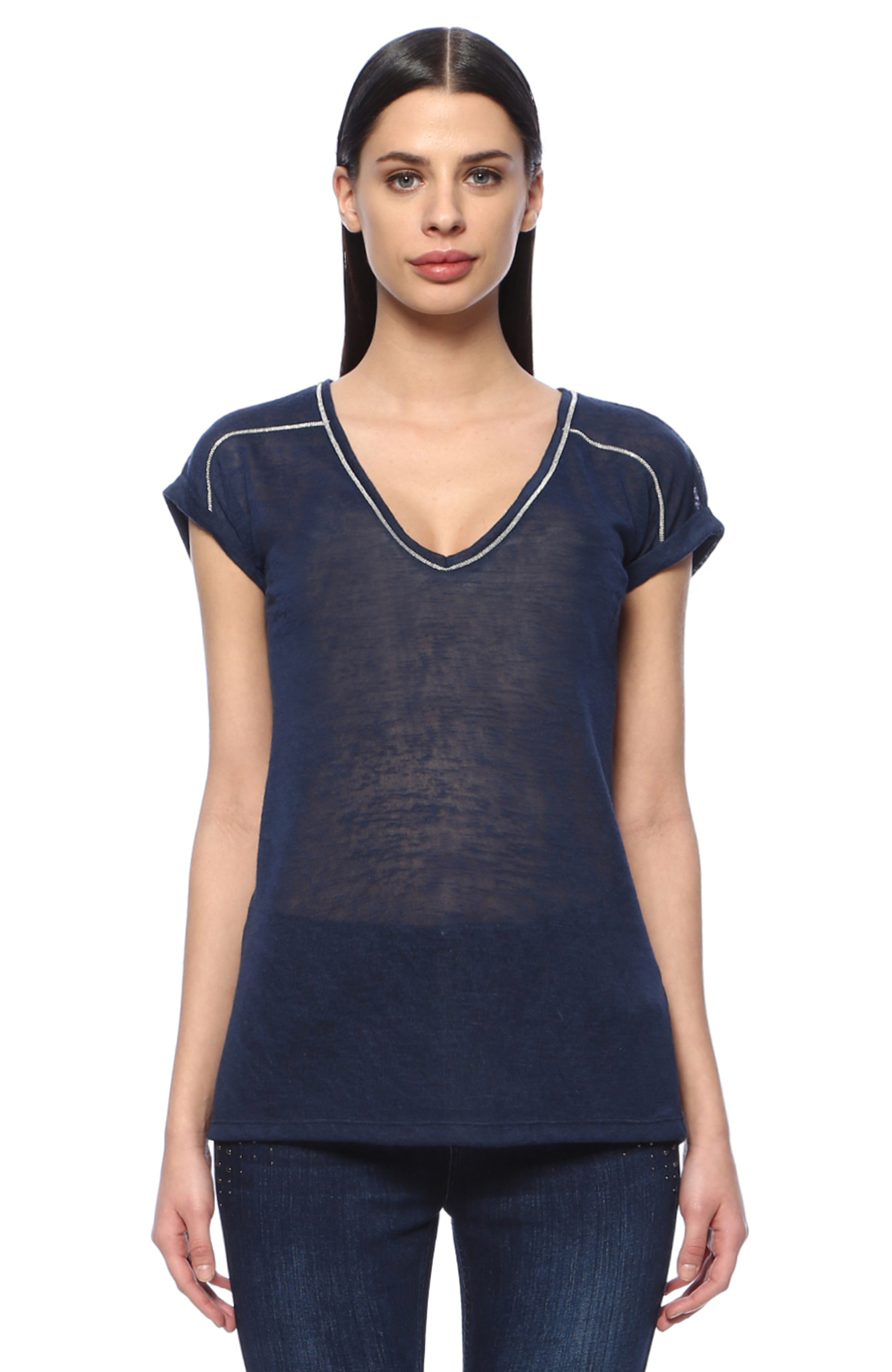 V Yaka Indigo Tshirt
