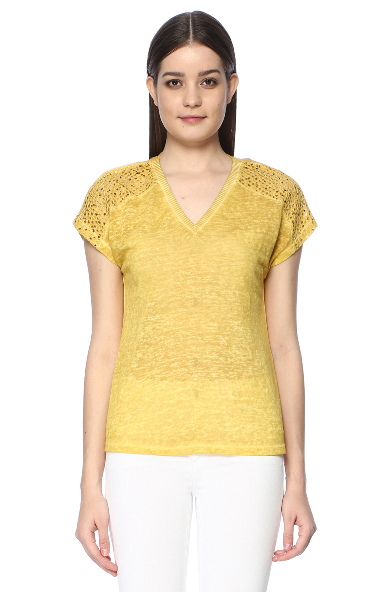 V Yaka Sarı Tshirt V Yaka Sarı Tshirt