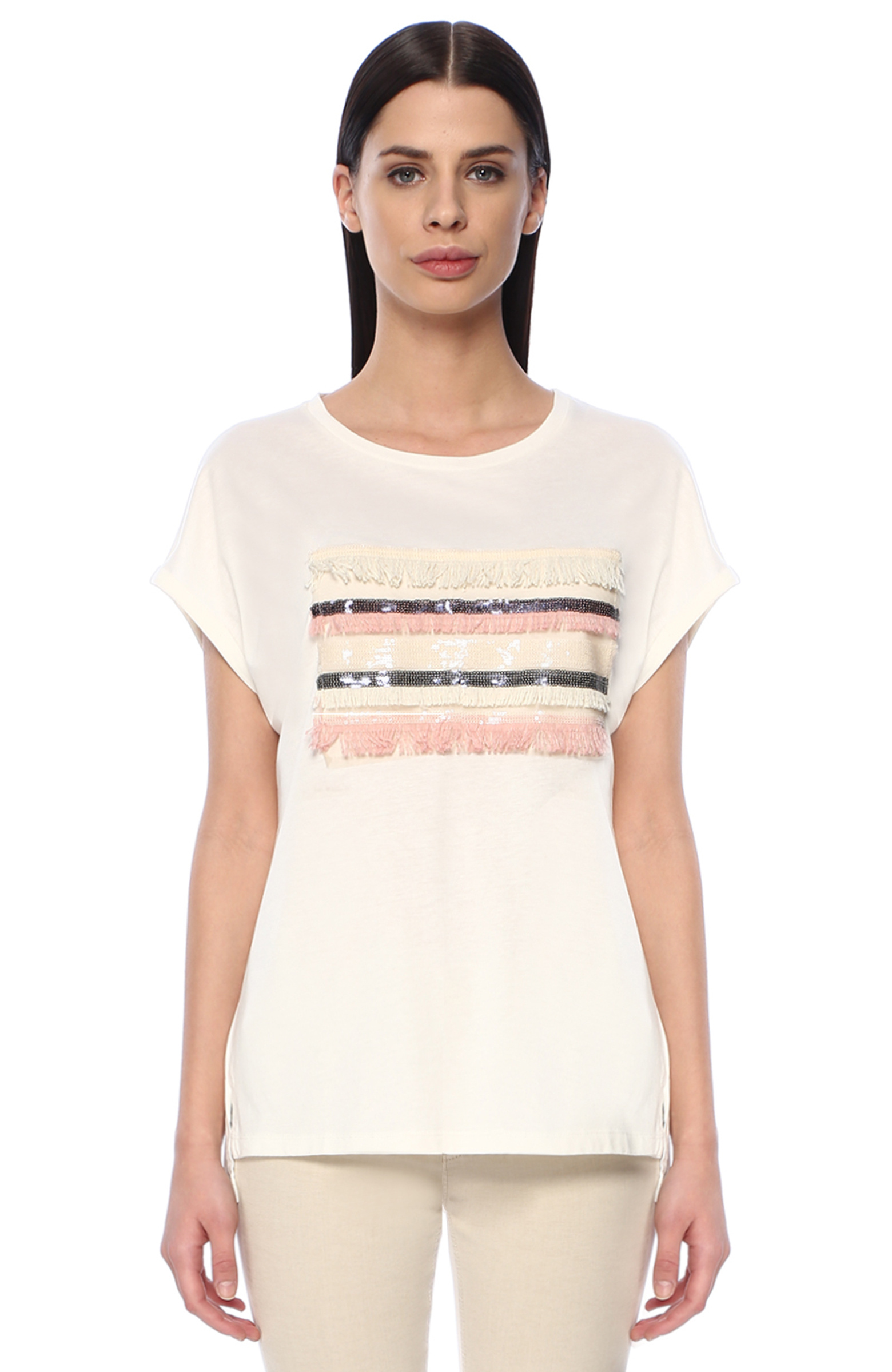 Bisiklet Yaka Kırıkbeyaz Tshirt