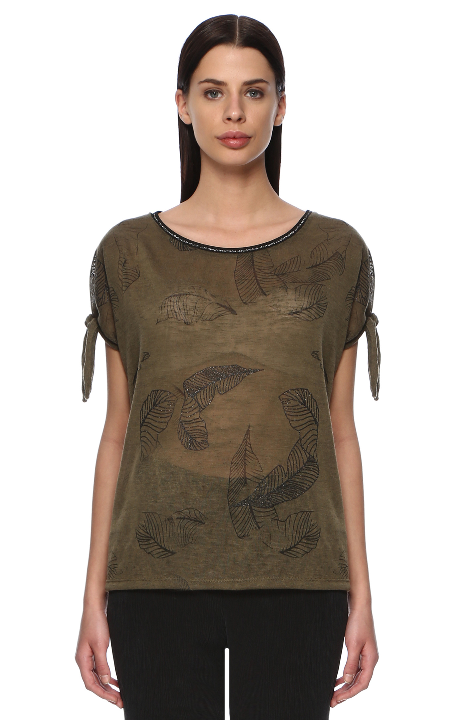 Bisiklet Yaka Haki Tshirt