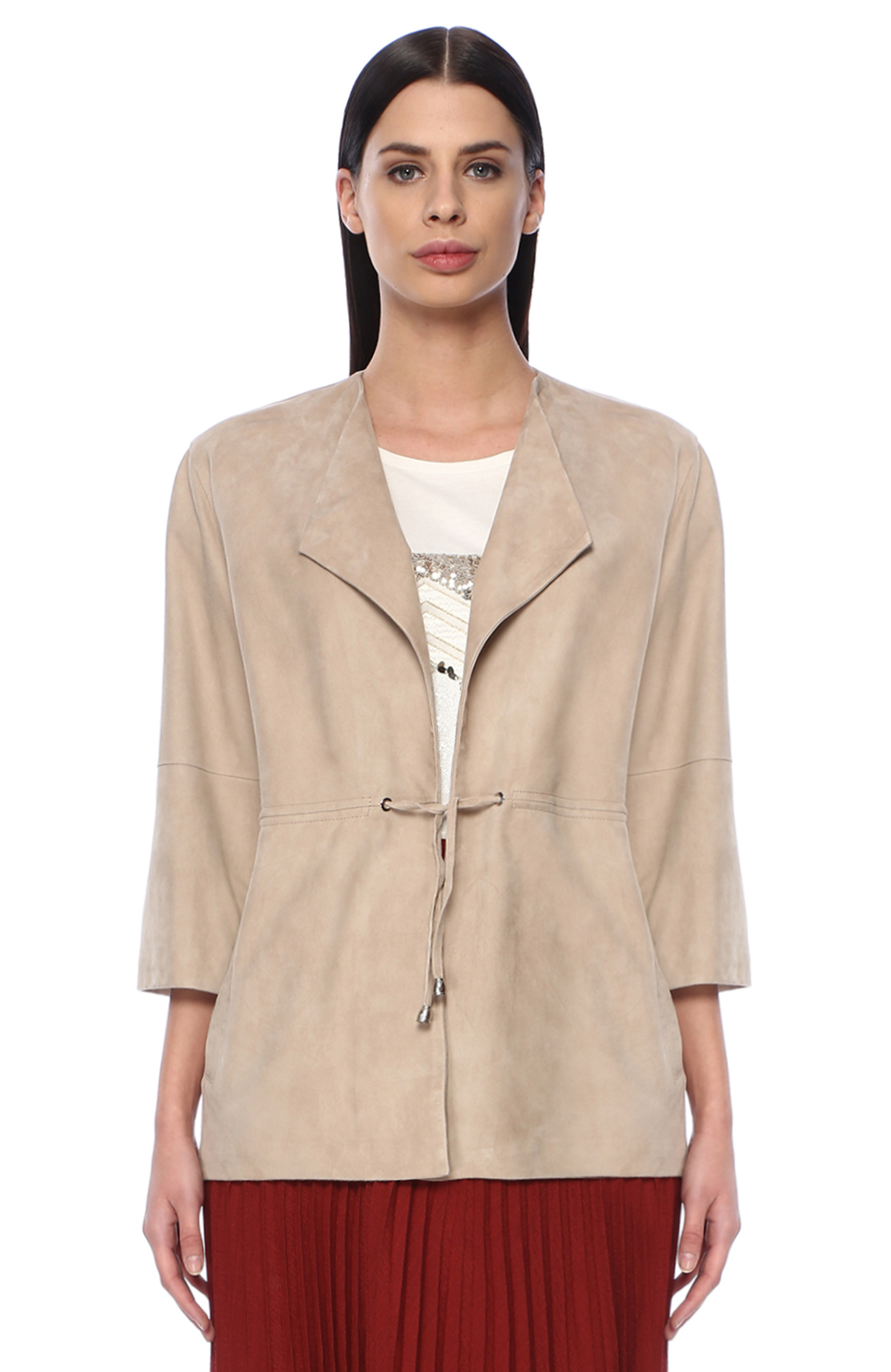 Basic Fit Bej Deri Ceket Basic Fit Bej Deri Ceket