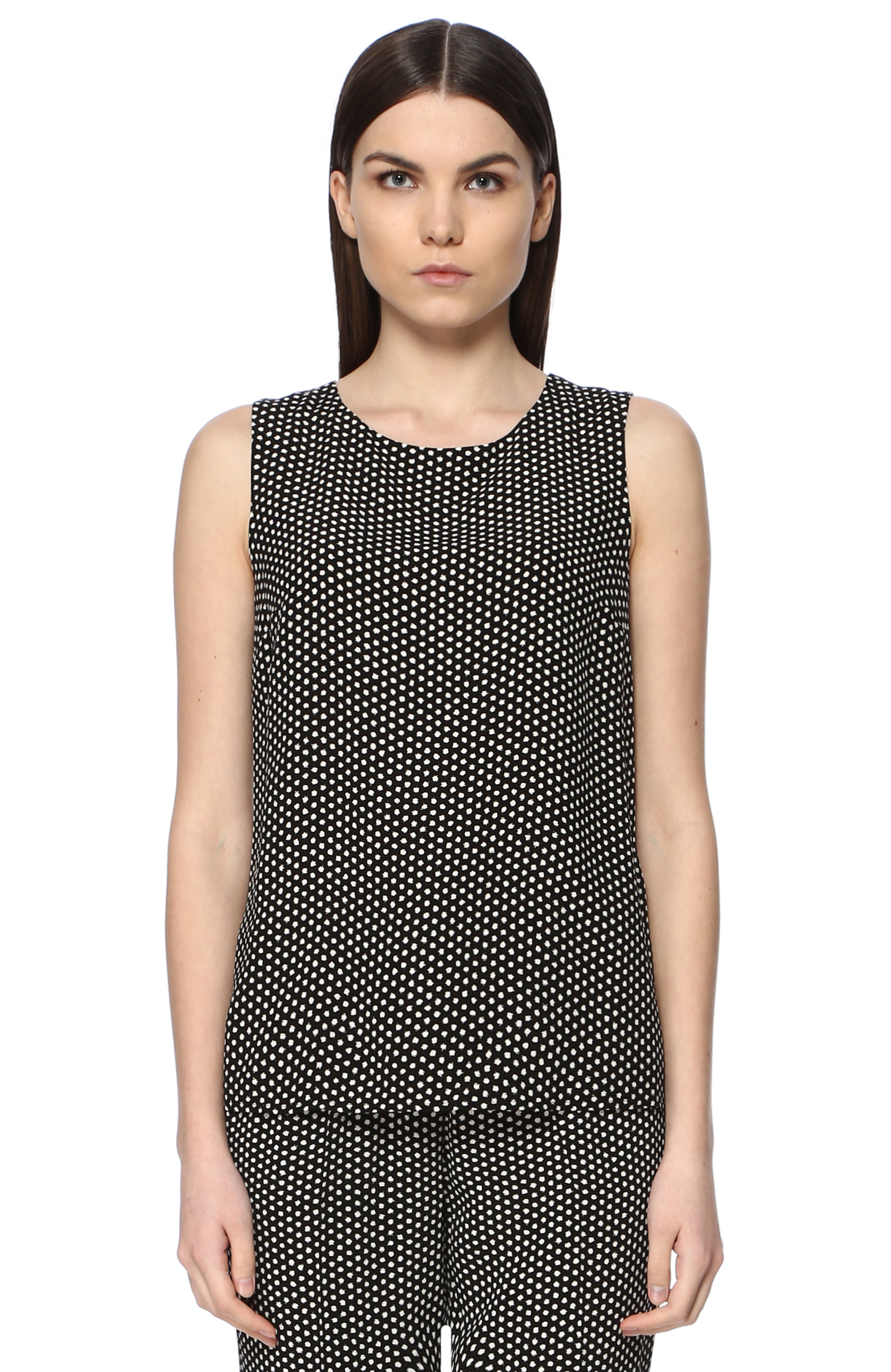 Bisiklet Yaka Siyah Beyaz Desen Bluz Bisiklet Yaka Siyah Beyaz Desen Bluz