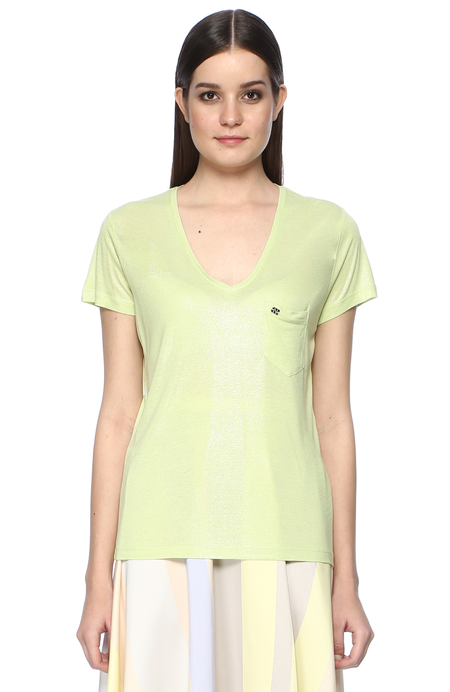 V Yaka Yeşil Tshirt