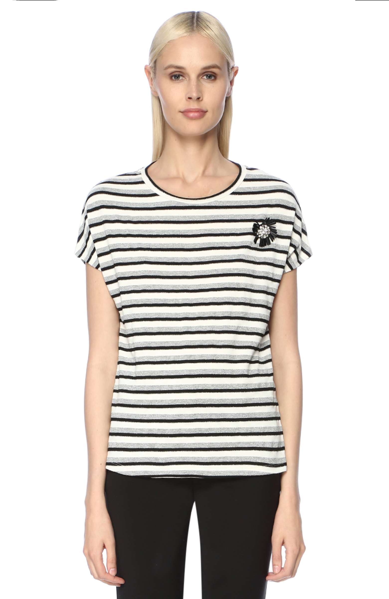 Çizgili Ekru Tshirt