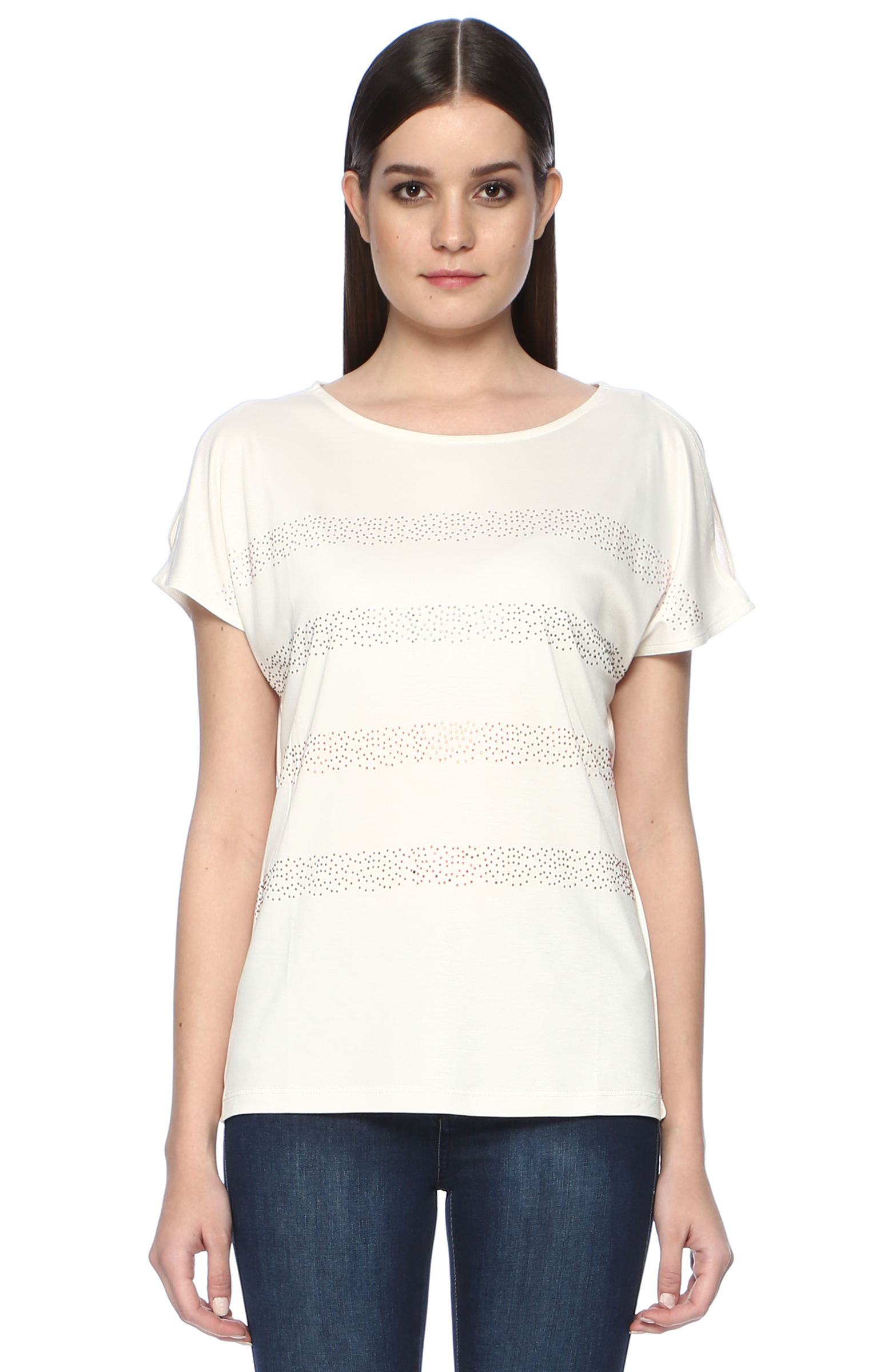 Kayık Yaka Ekru Tshirt Kayık Yaka Ekru Tshirt