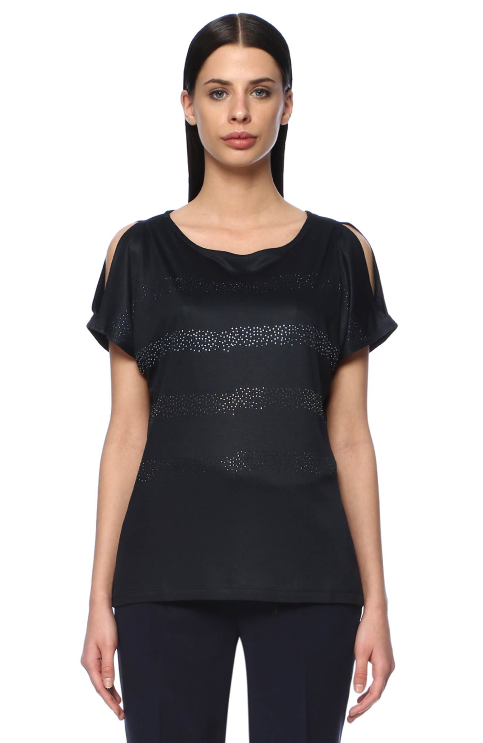 Kayık Yaka Lacivert Tshirt Kayık Yaka Lacivert Tshirt