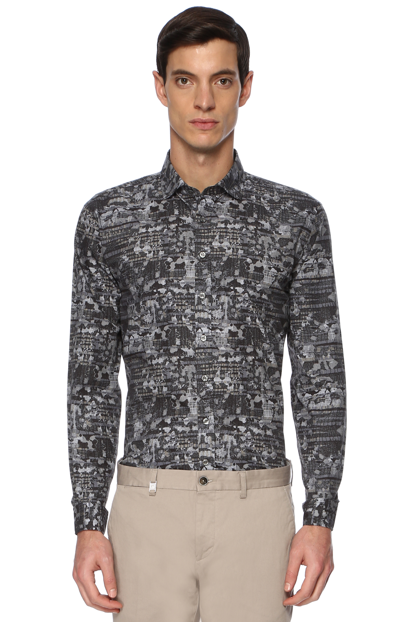 Antrasit Baskılı Gömlek Antrasit Baskılı Gömlek